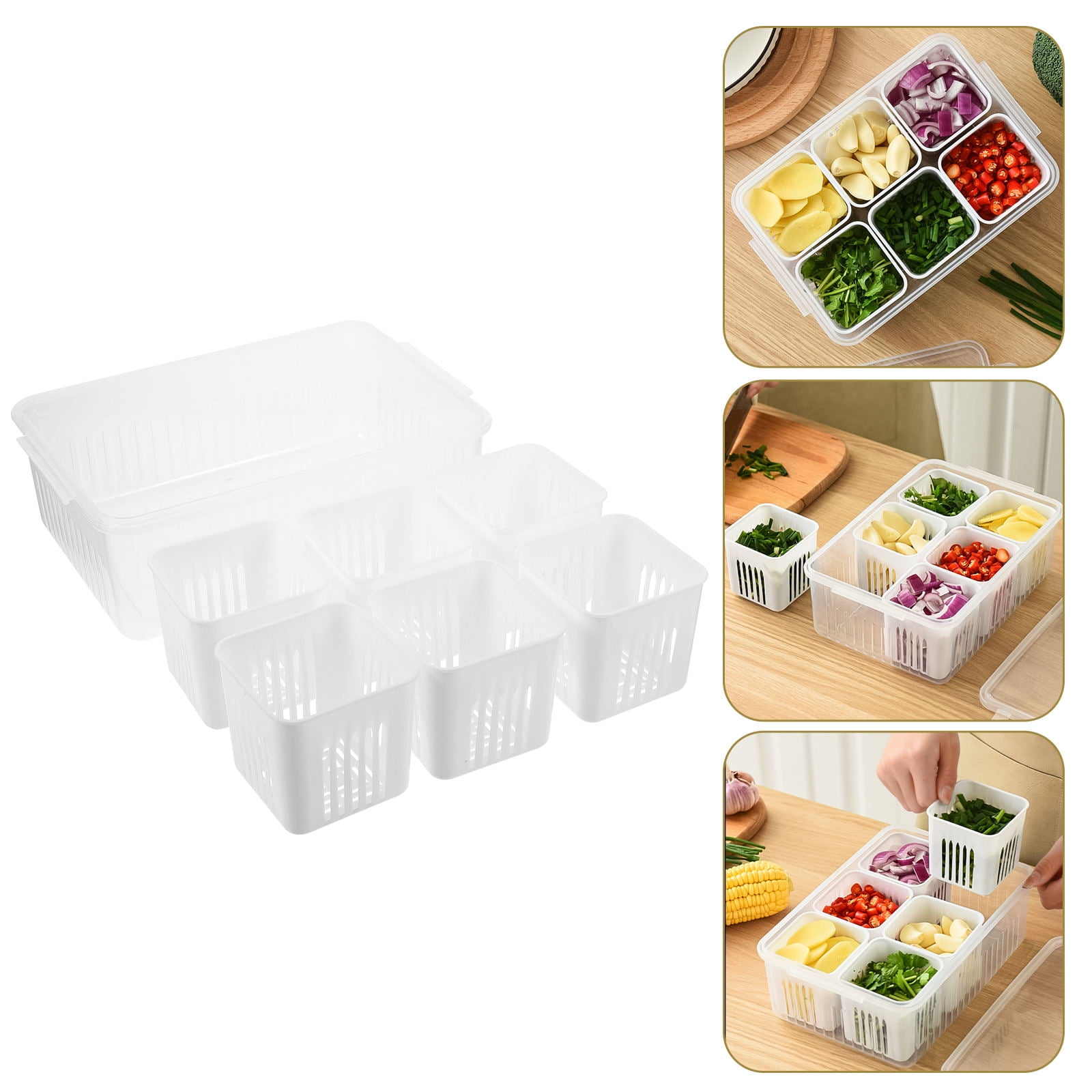 Masteelf White PP Material Vegetable Storage Containers for ...