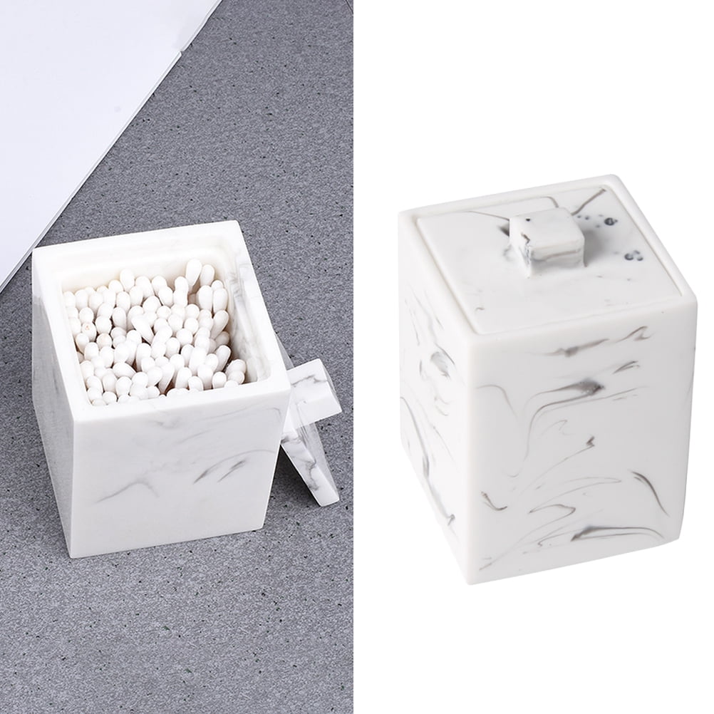 Masteelf White Plastic Cotton Swabs Holder with Lid for Swabs Space ...
