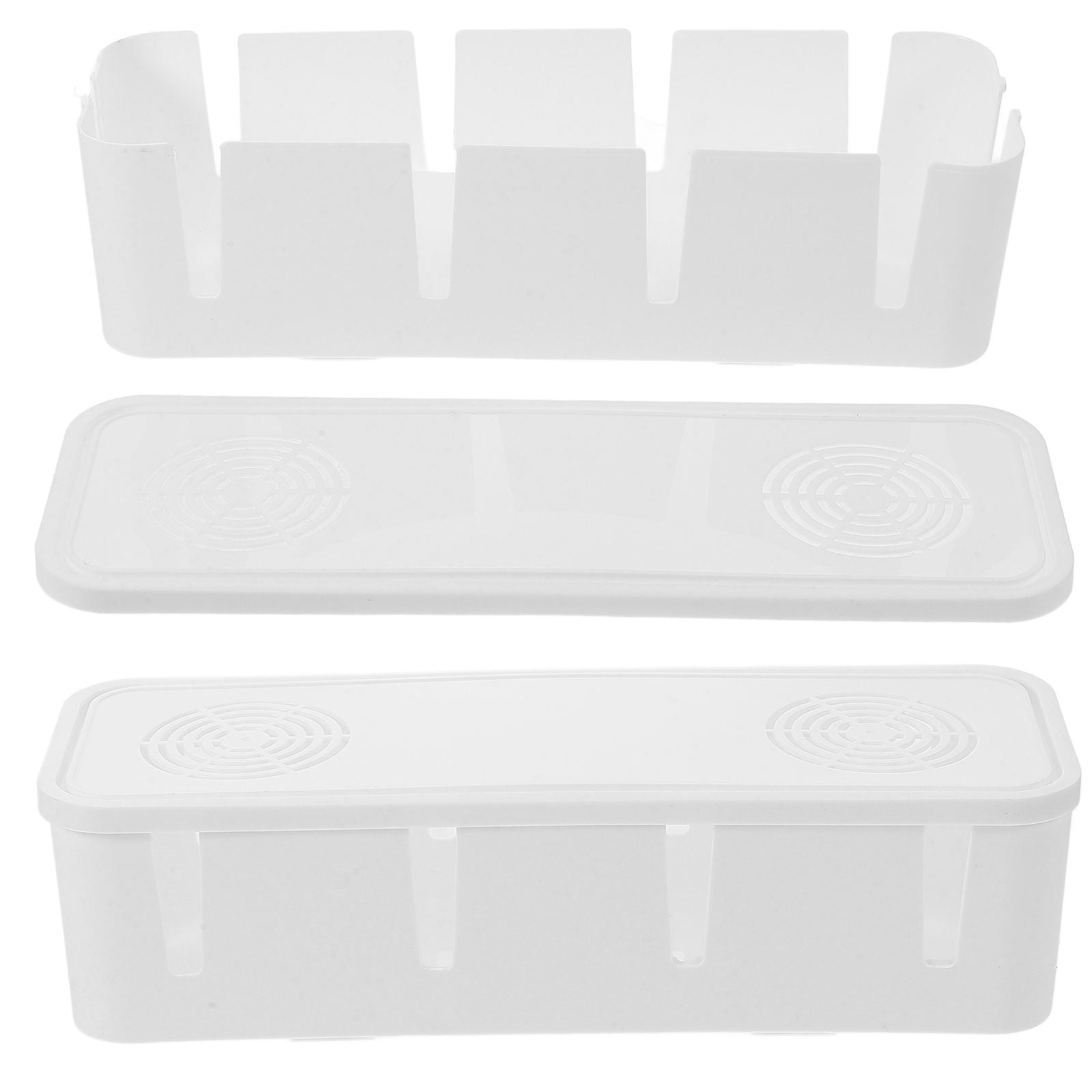 Masteelf White Plastic Power Cord Storage Box for Cable Management with ...