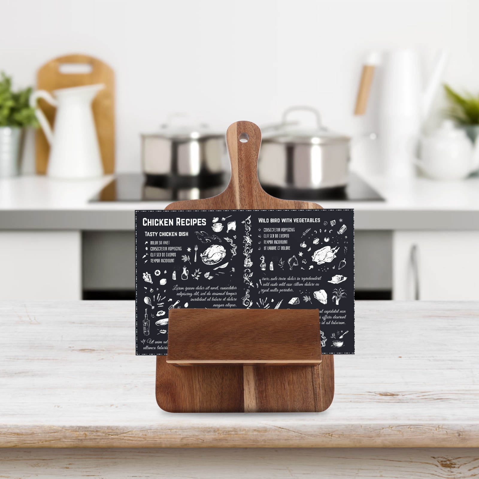 Masteelf Wood Cookbook Stand Recipe Holder for Kitchen Counter Wall ...