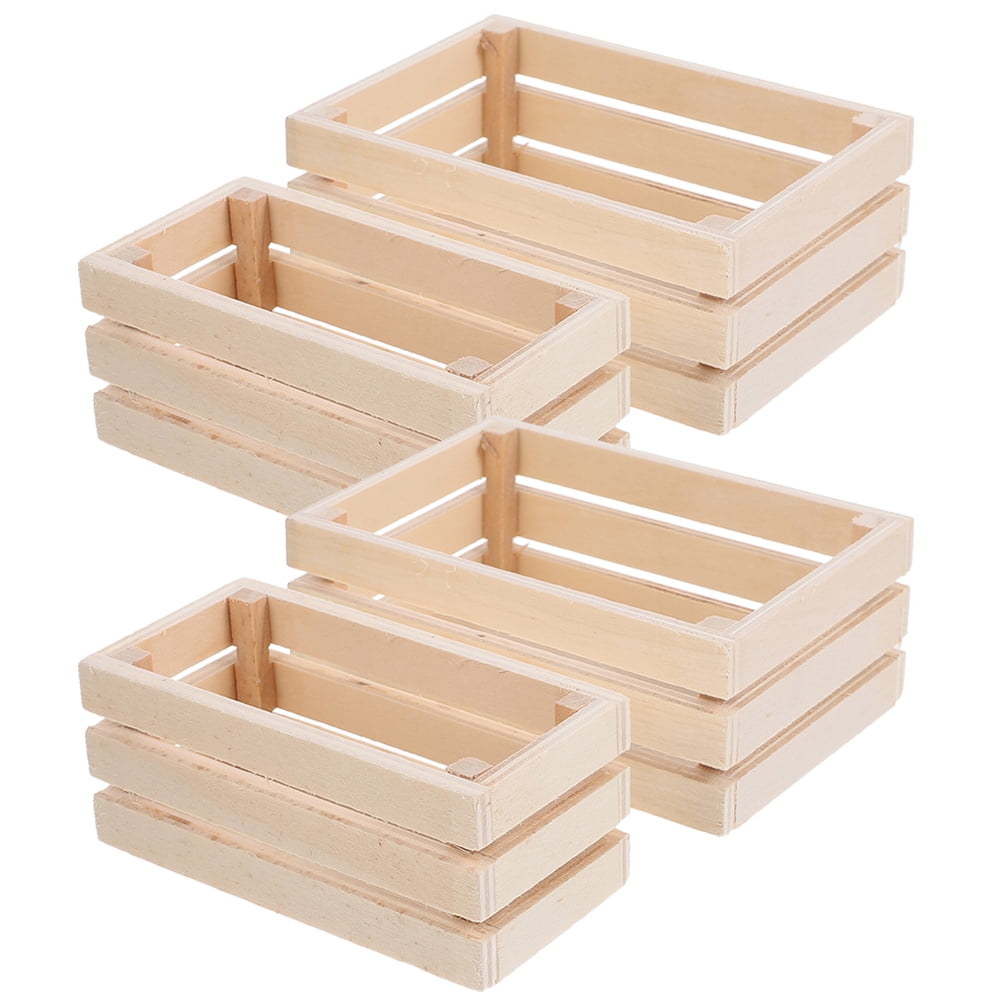 KALLORY Miniature Crates Rustic Color 4Pcs 9.6x2.0x1.7in - Walmart.com