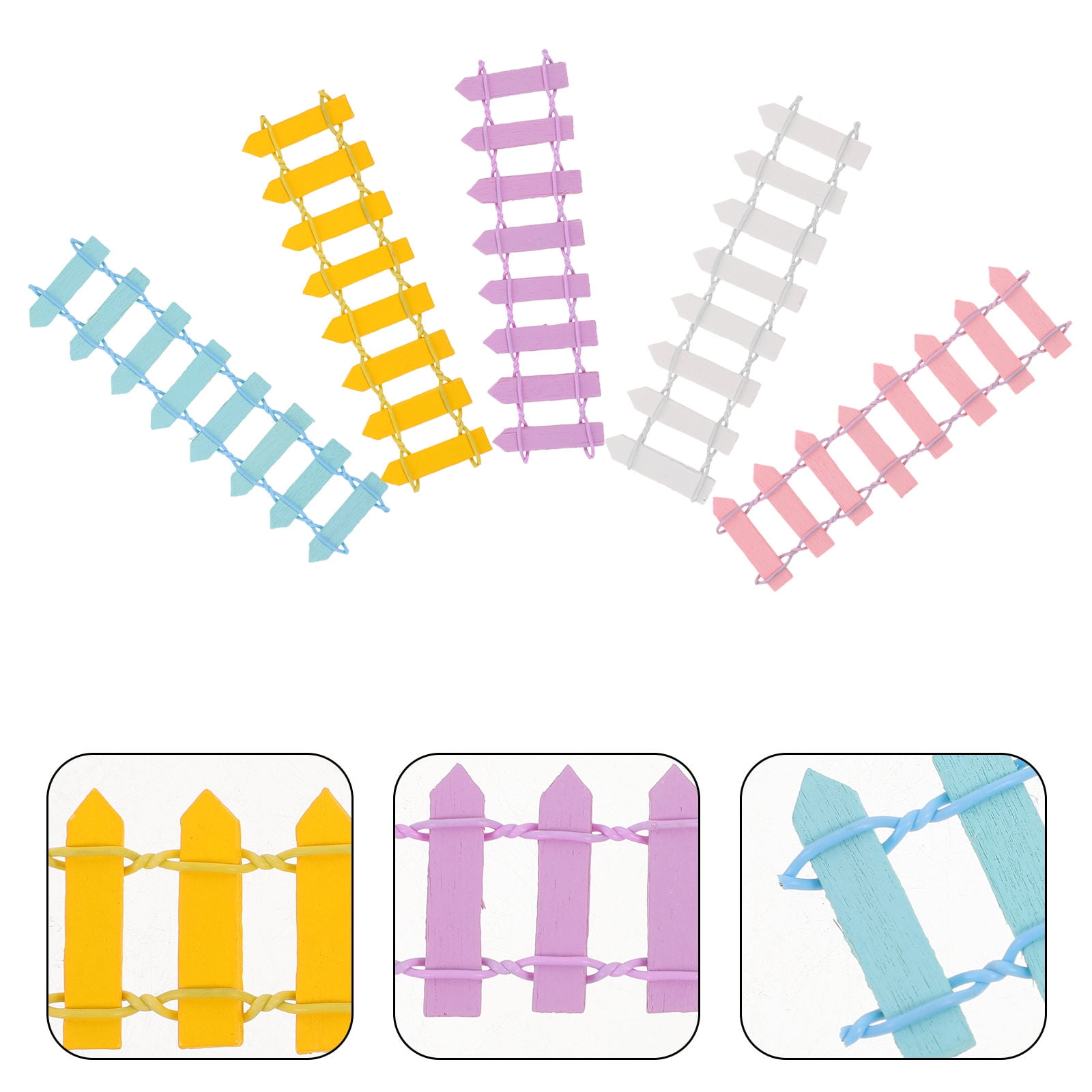 Masteelf Wood Miniature Fence for Decoration Assorted Color Easy to Set ...