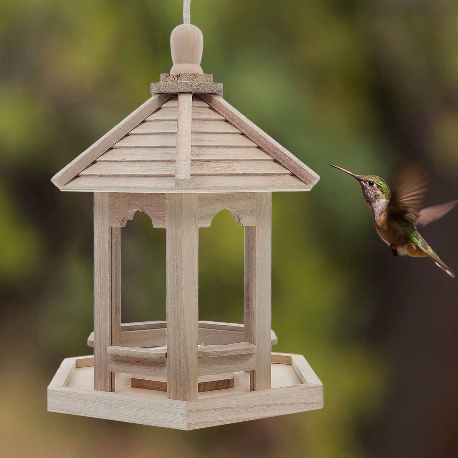 Masteelf Durable Wood Bird Feeder for Outdoor Use with Weather ...