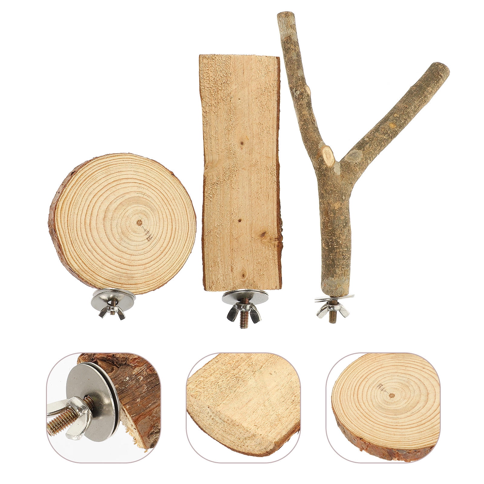 Masteelf Wooden Bird Perch for Cage with Claw Grinding Platform ...