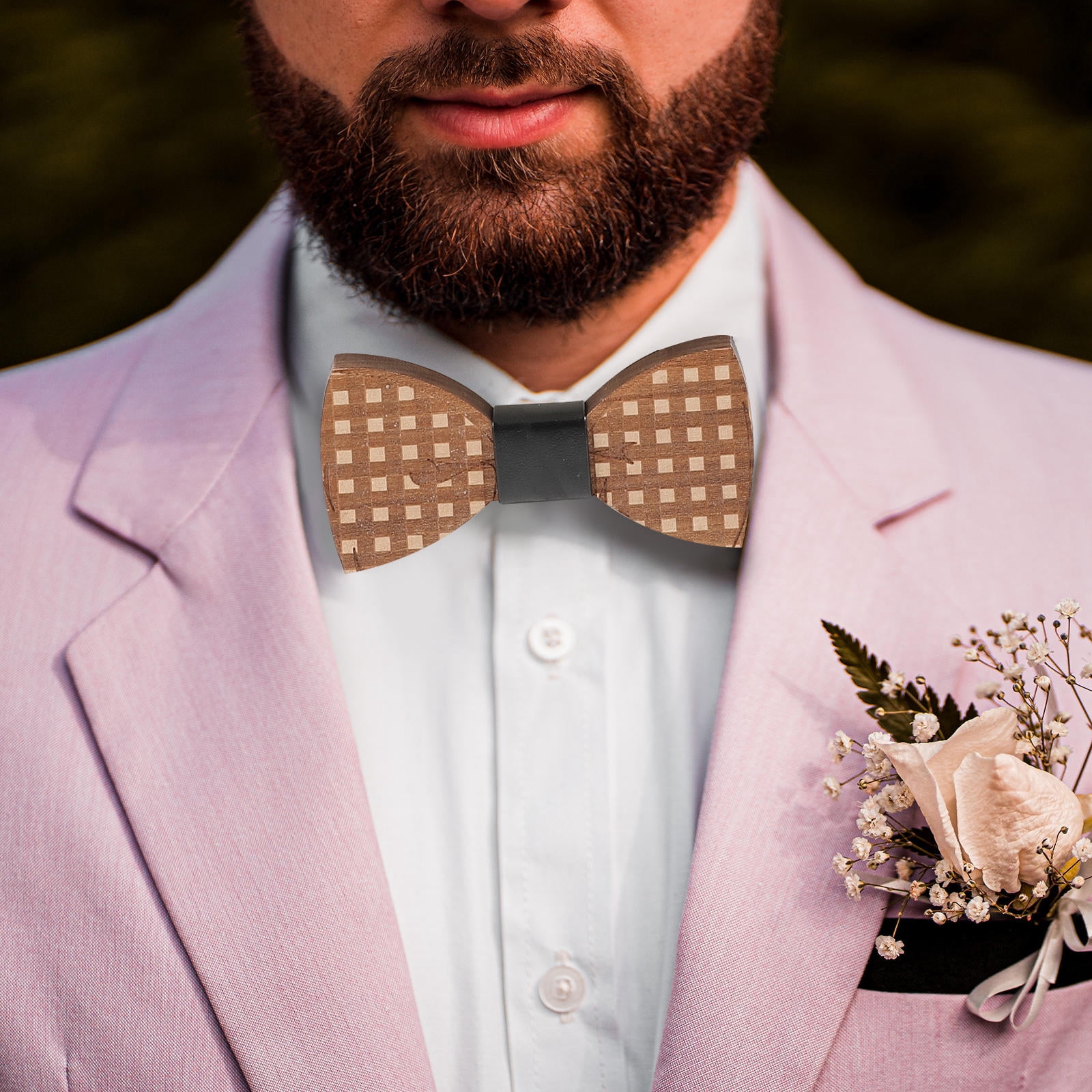 Masteelf Wooden Bow Tie with Triangle Pattern for Wedding Use Made of ...