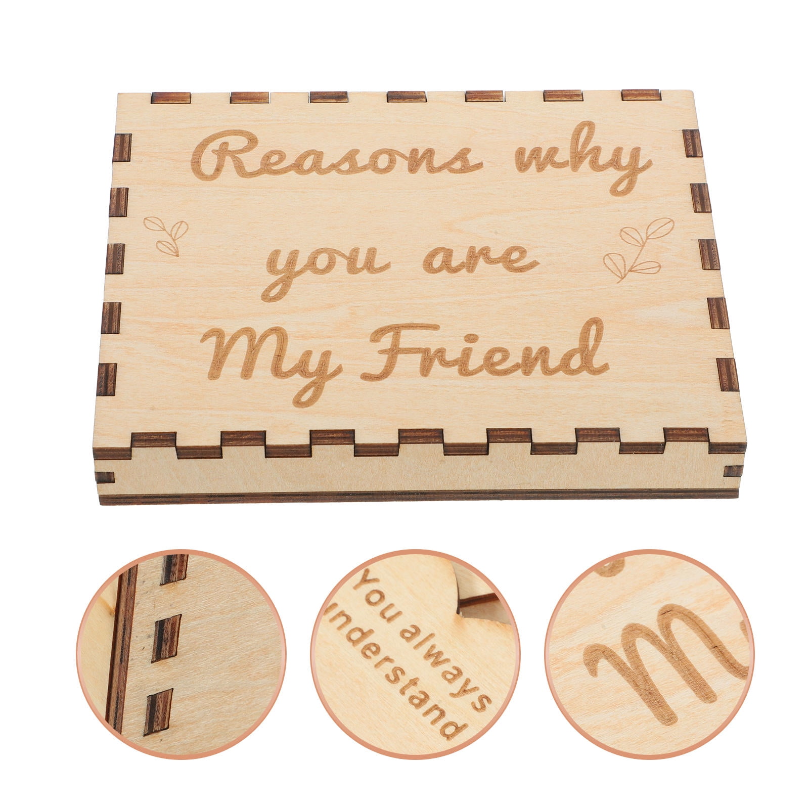 Masteelf Wooden Gift Box for Friendship Appreciation with Heart Slices ...