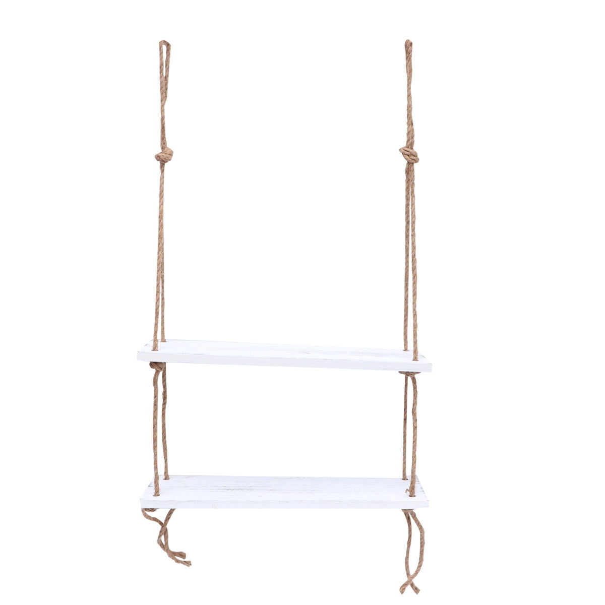 Masteelf Wooden Hanging Shelf Swing Rope Floating Shelves 2 Tier Jute ...