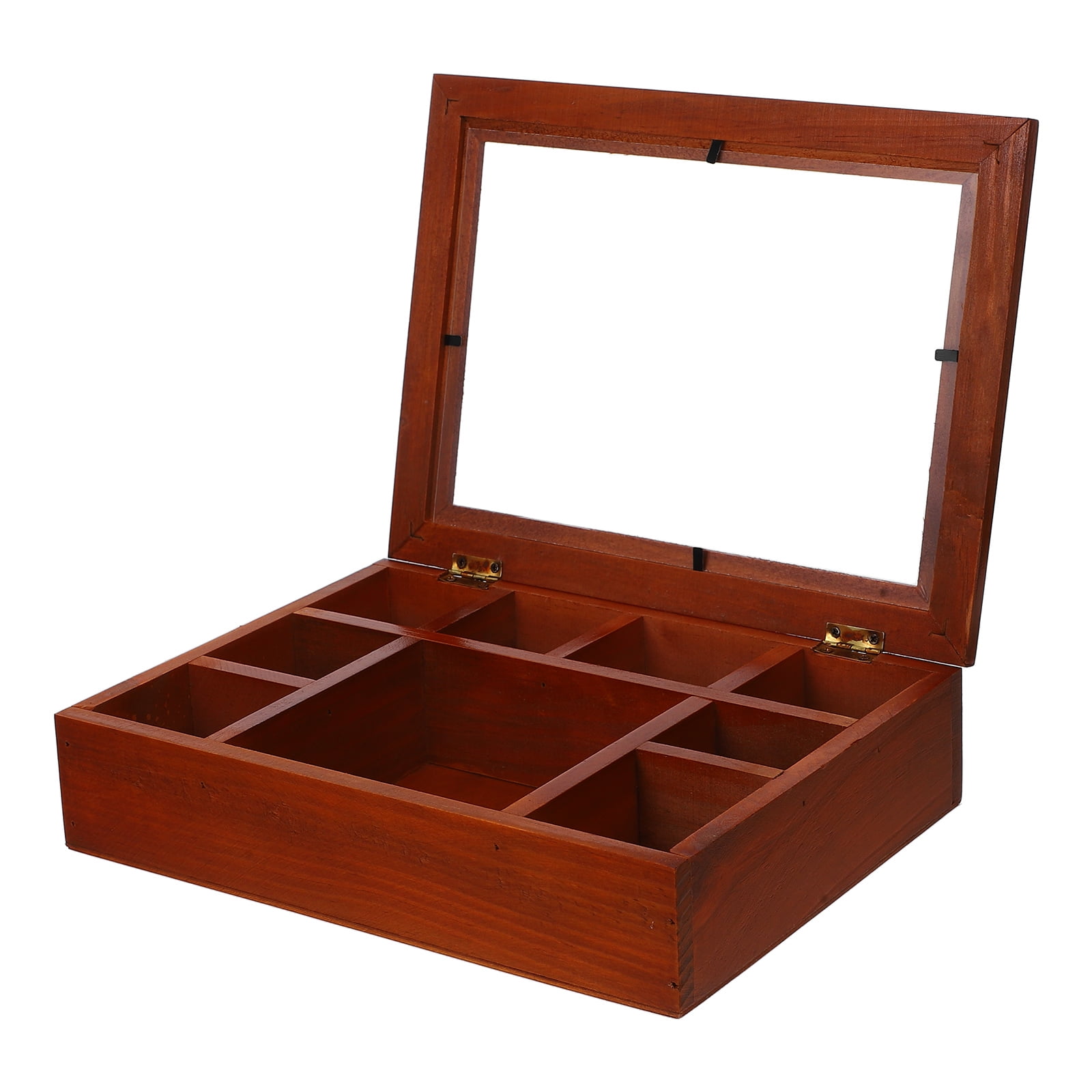 Masteelf Wooden Jewelry Display Case With Acrylic Lid And 9 ...