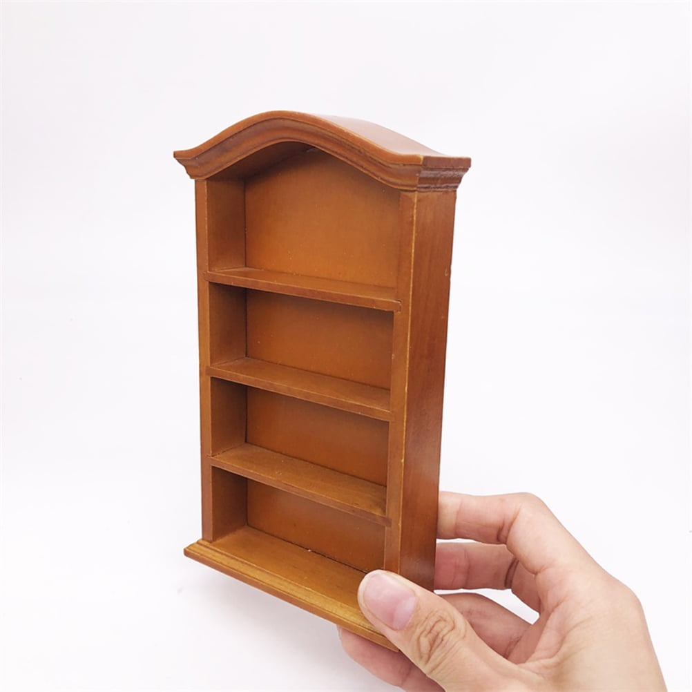 Masteelf Wooden Miniature Bookcase for Kids Playing Warm Light Brown ...