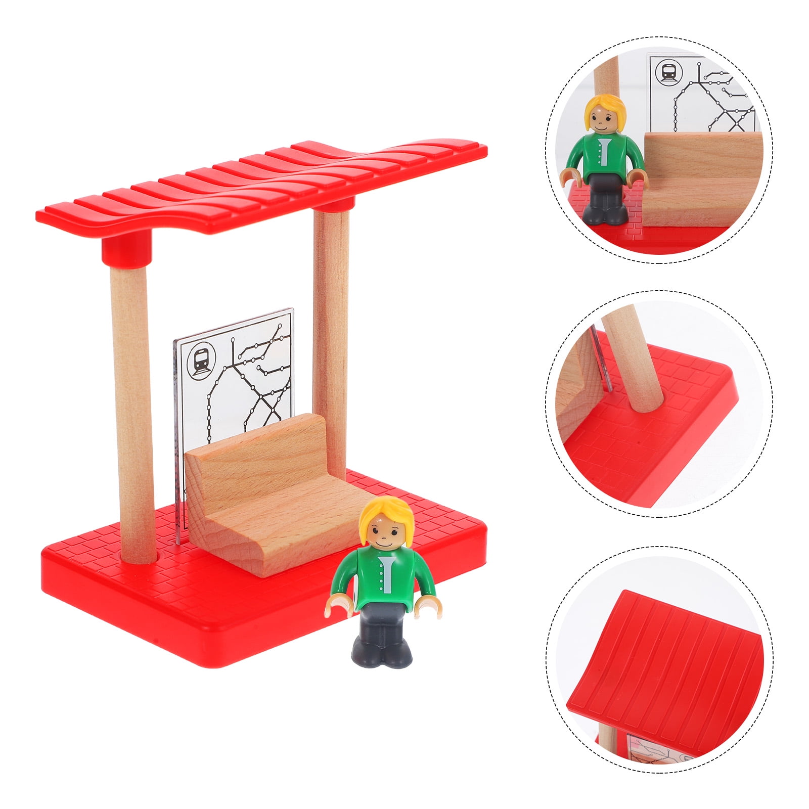 Masteelf Wooden Railway Station Platform Toy for Kids DIY Model ...