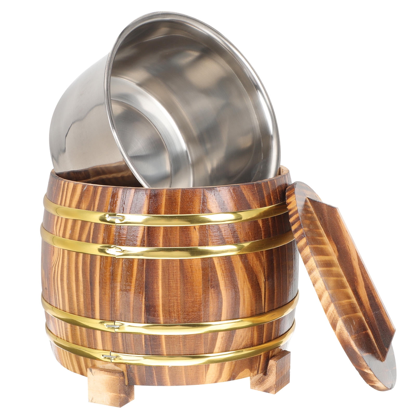 Masteelf Wooden Rice Steamer Sushi with Lid Barrel Large Container ...