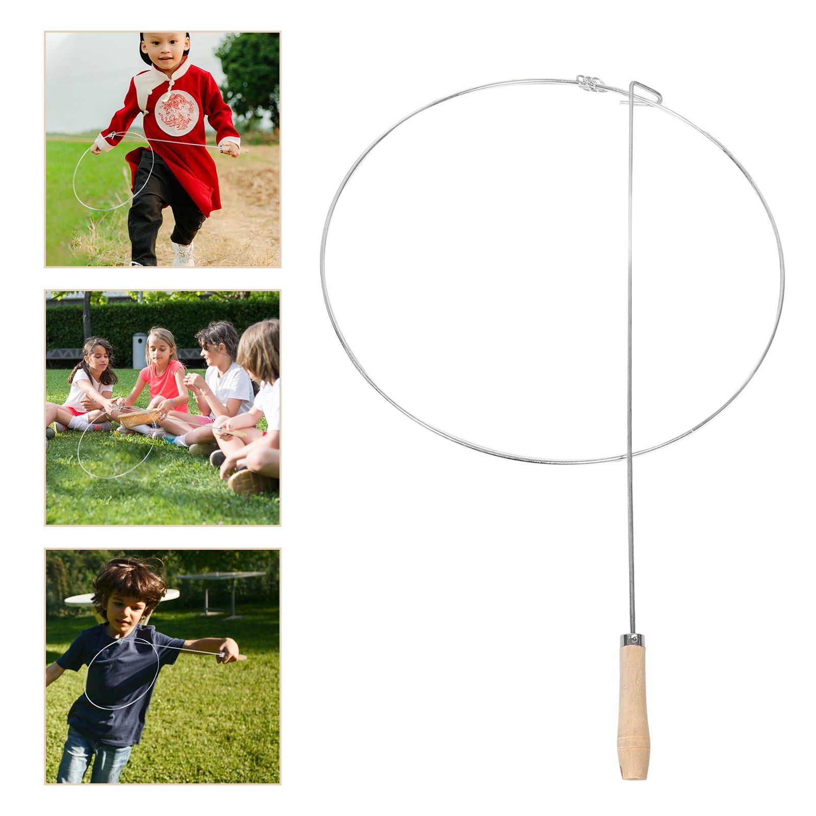 Masteelf Wooden Rolling Hoop Toy for Outdoor Play Assorted Color Safe ...