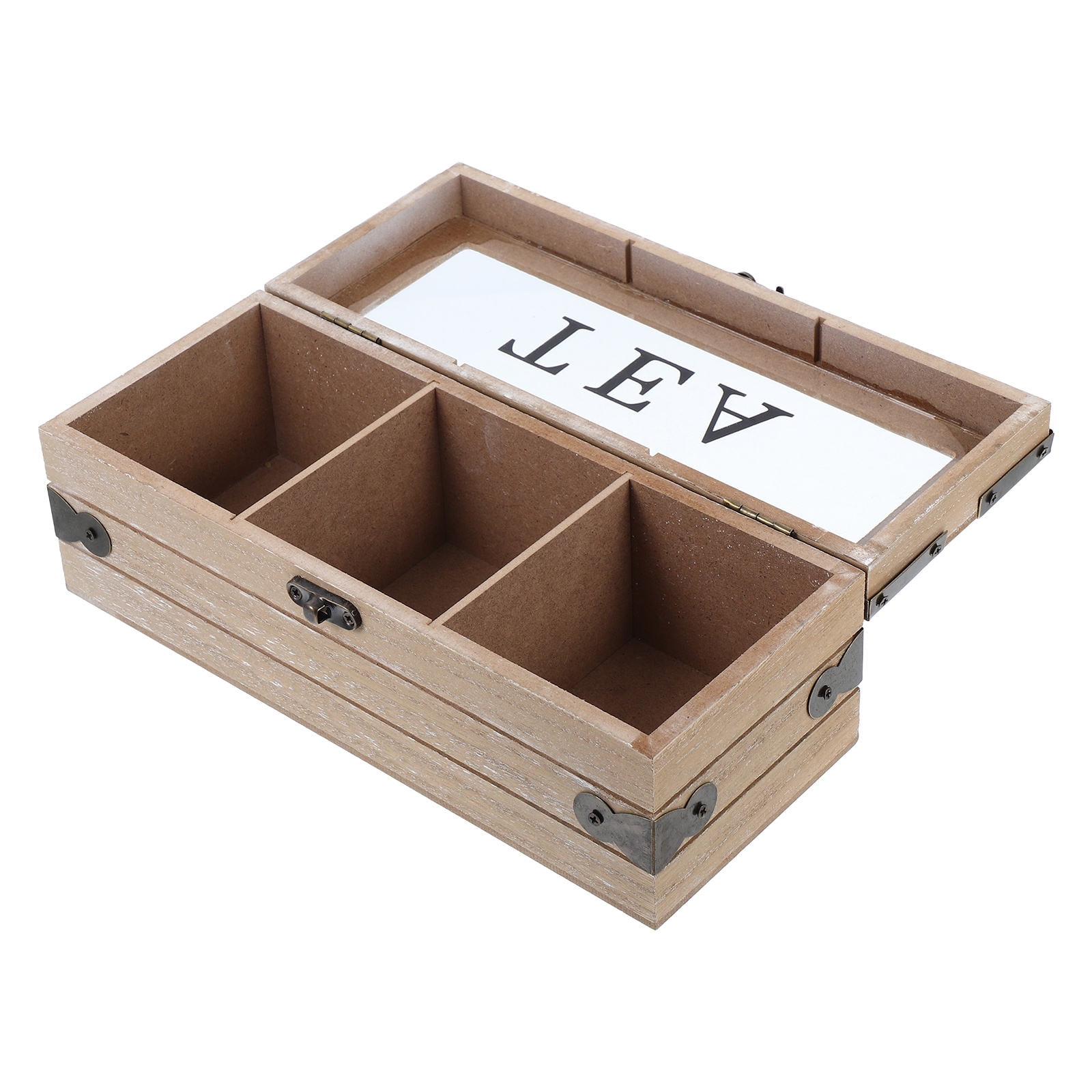 Masteelf Wooden Tea Bag Organizer 3 Compartments Tea Chest Box With Lid ...