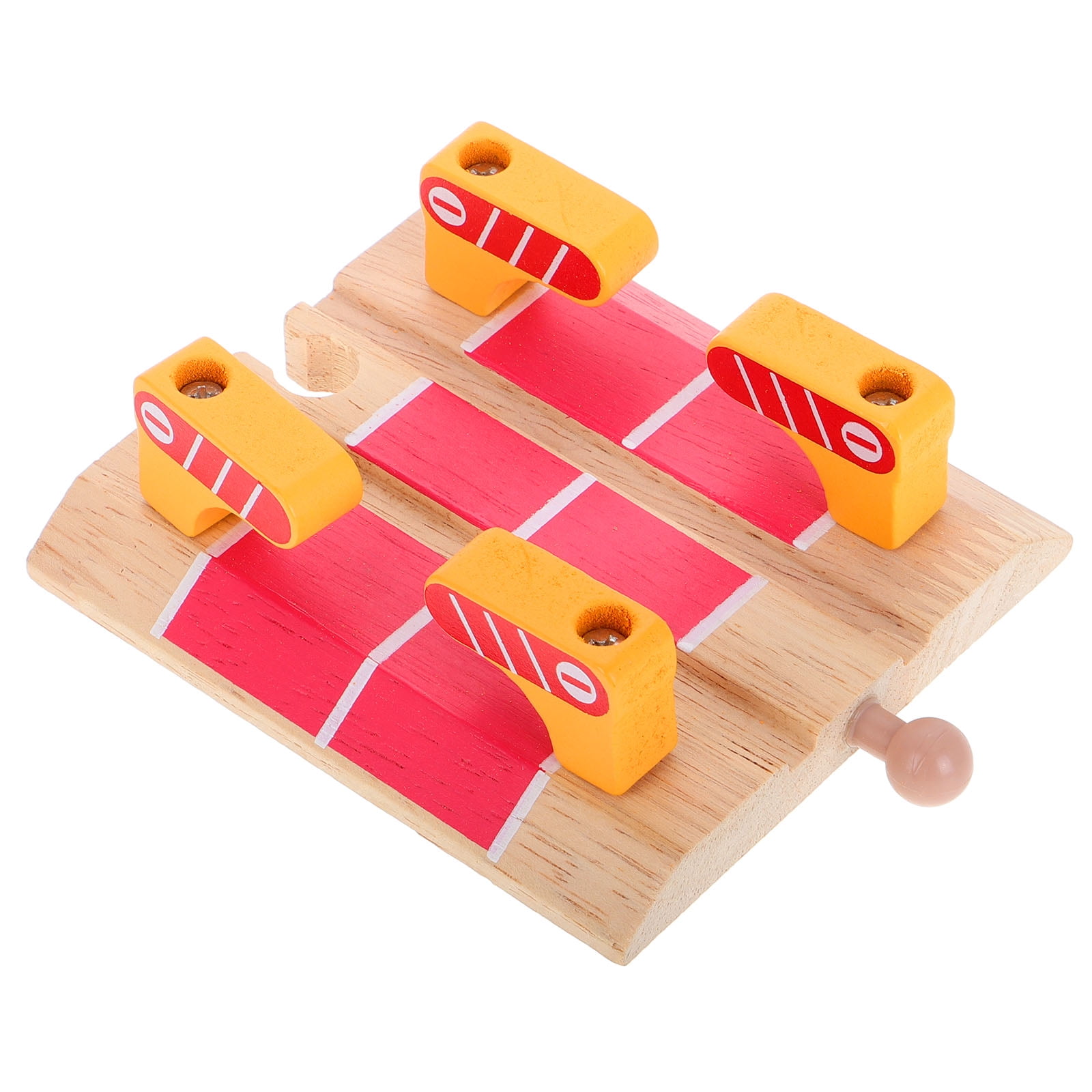 Masteelf Wooden Train Track Barricade Station Model Children Wood Train ...