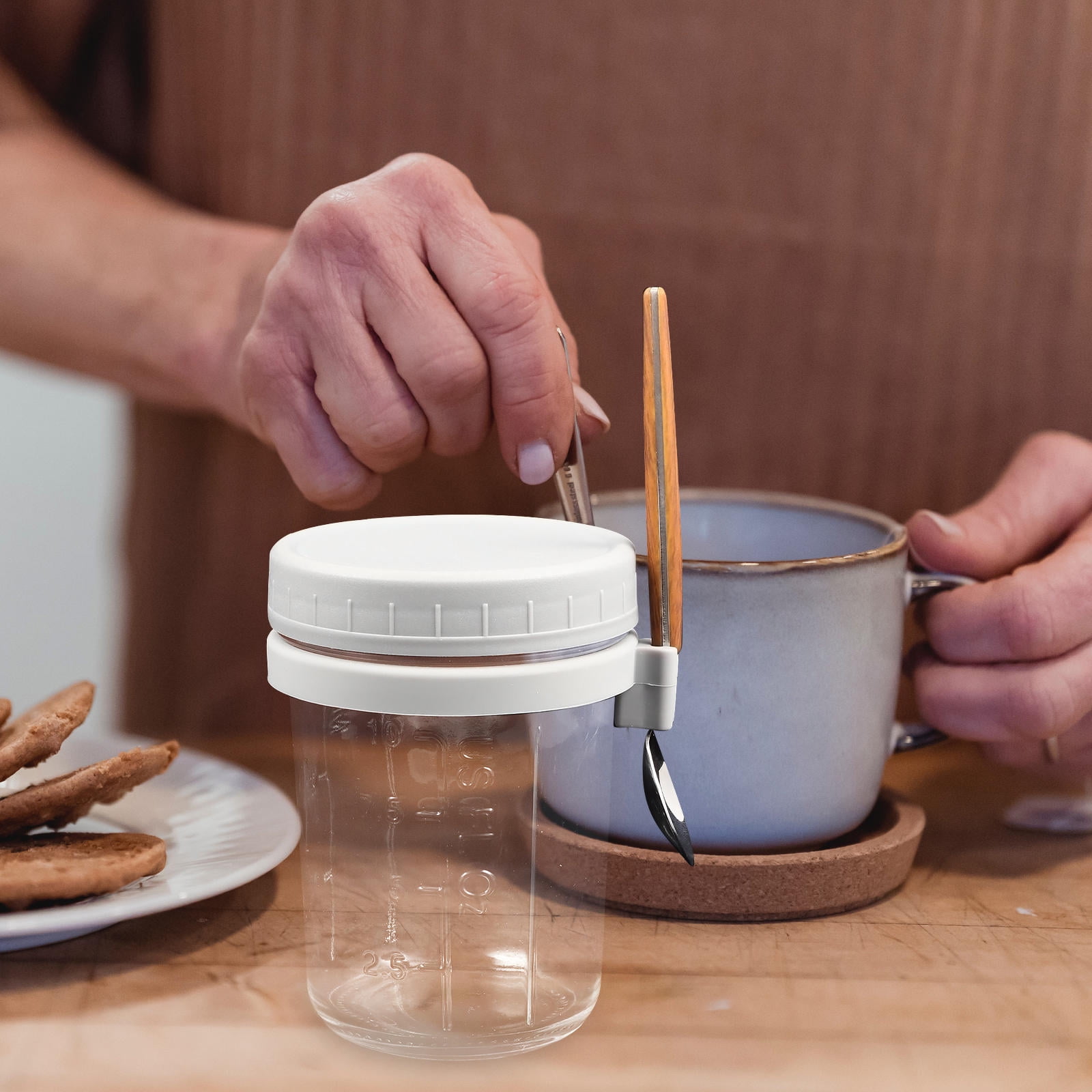 Masteelf with Oats Overnight Portable Breakfast Cup Milk Container Baby 9X9X12CM Grey - Walmart.com