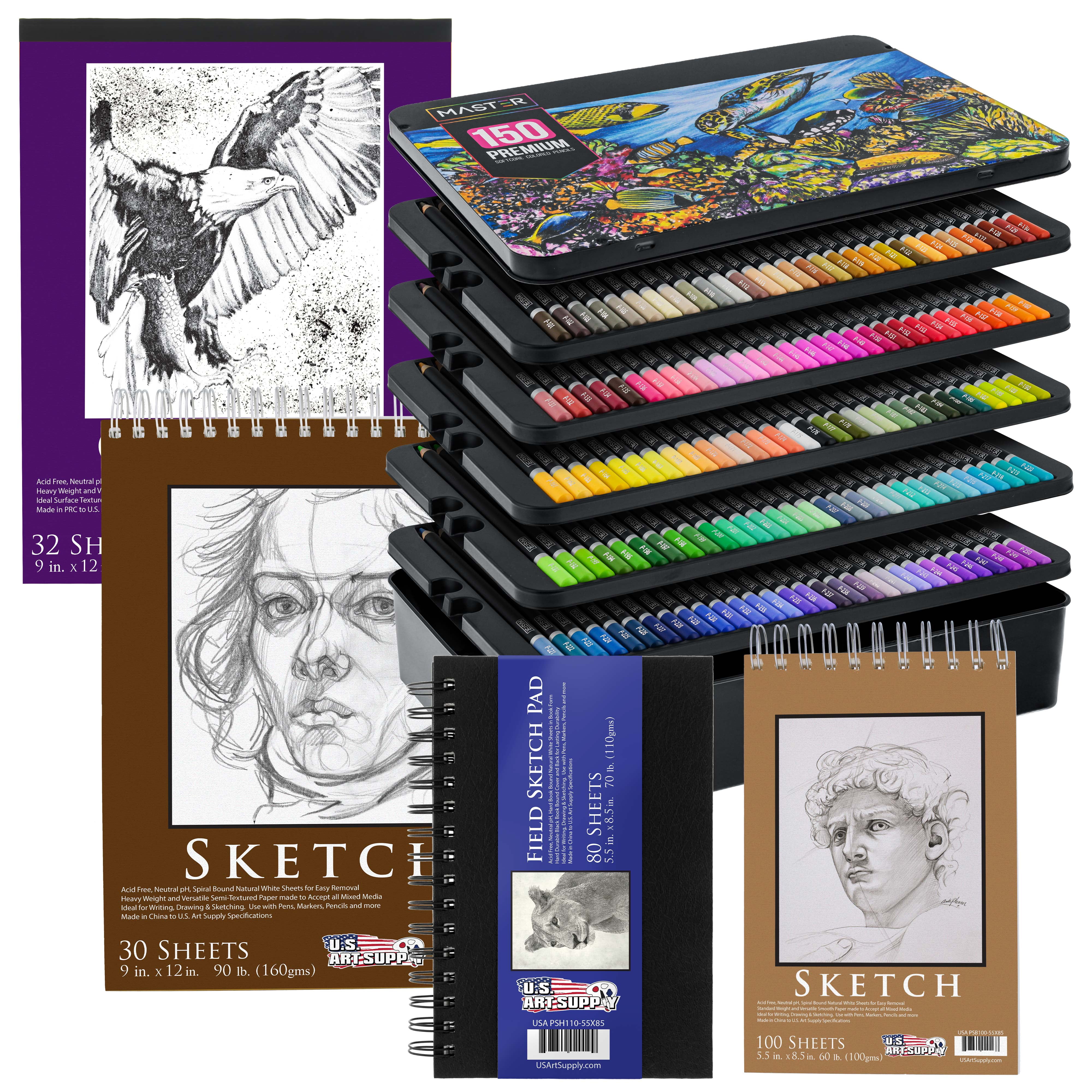 Master 150 Colored Pencil Mega Tin Set with Premium Soft Thick Core ...