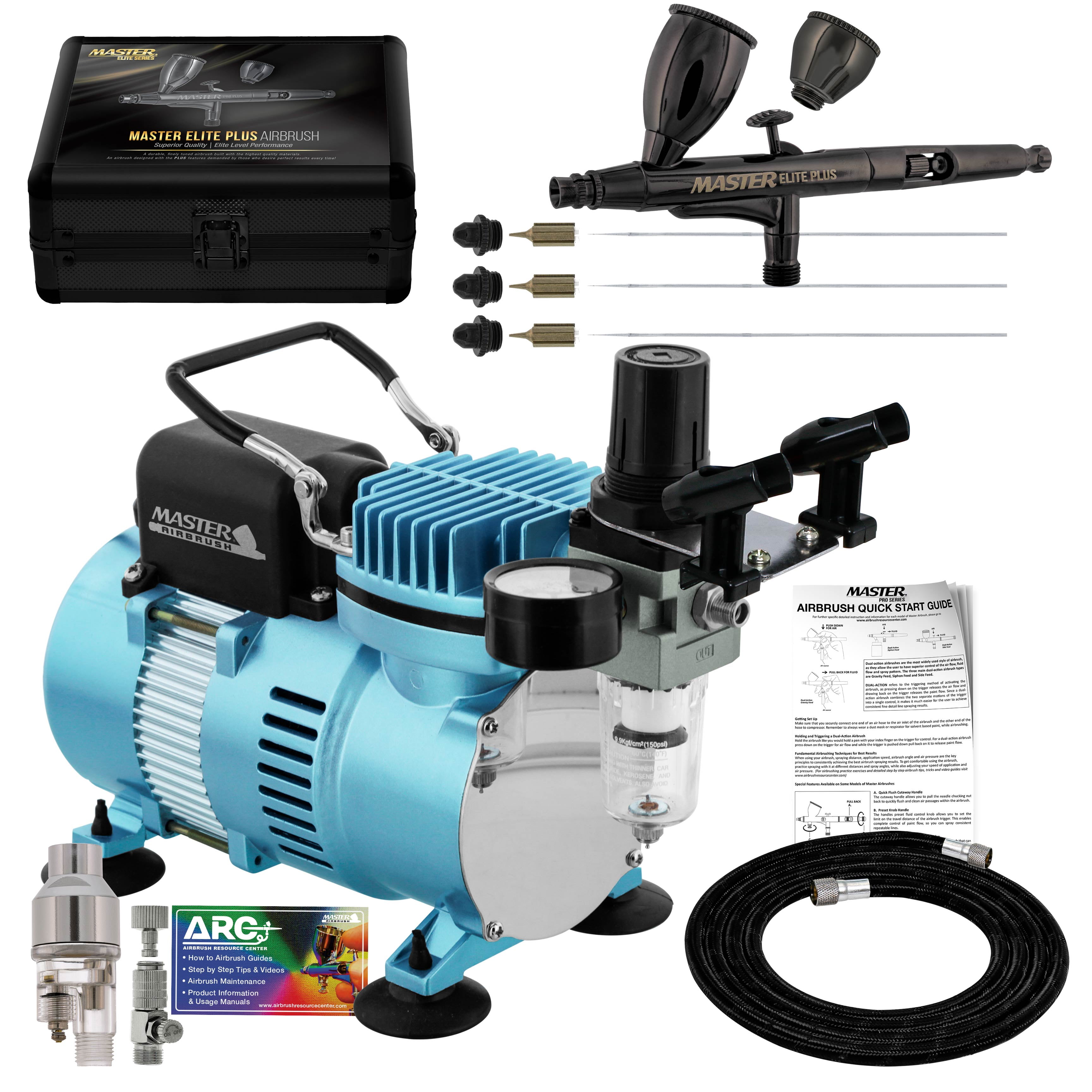 Master Airbrush Cool Runner II Dual Fan Air Compressor System Kit with ...