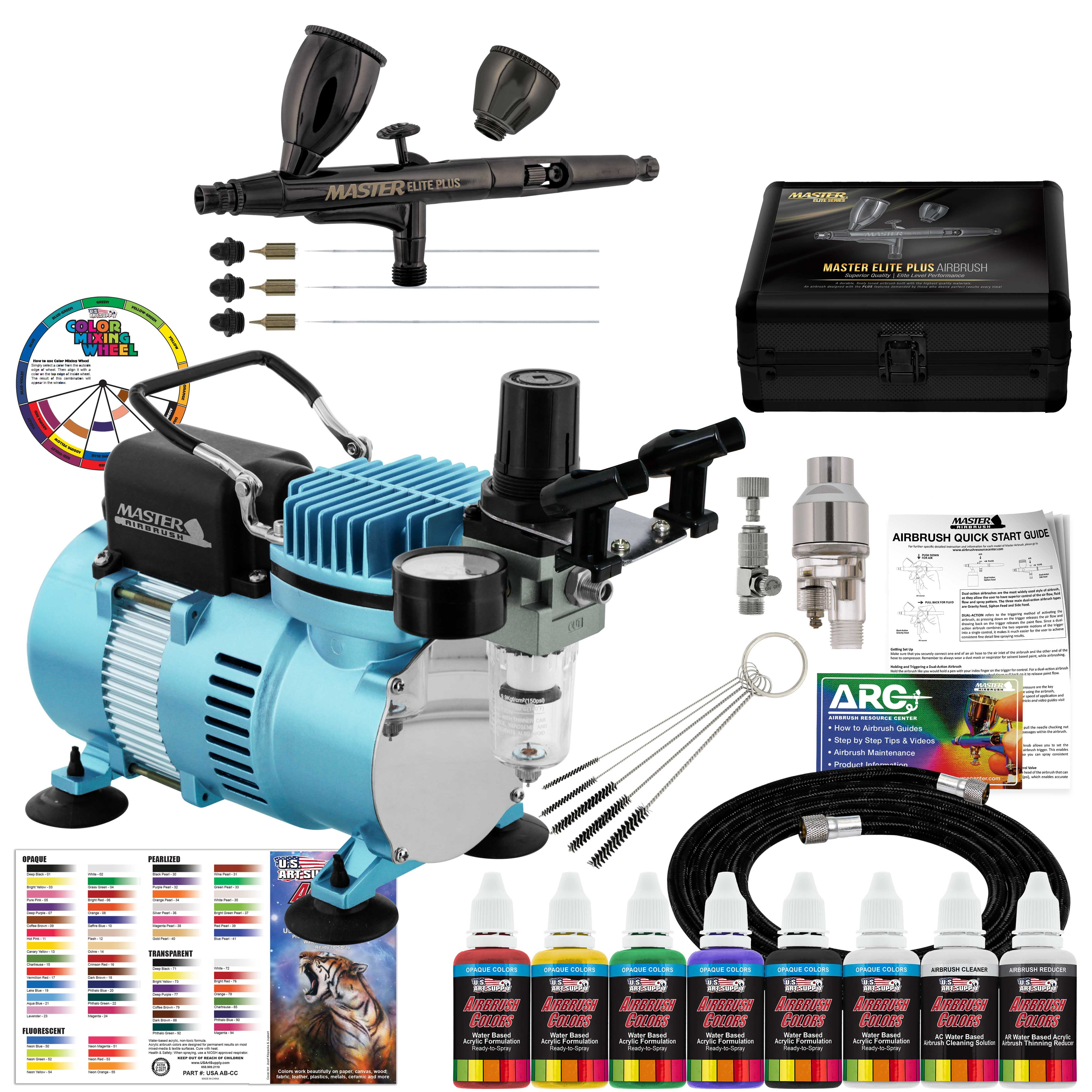 Master Airbrush Cool Runner II Dual Fan Air Compressor System Kit with ...