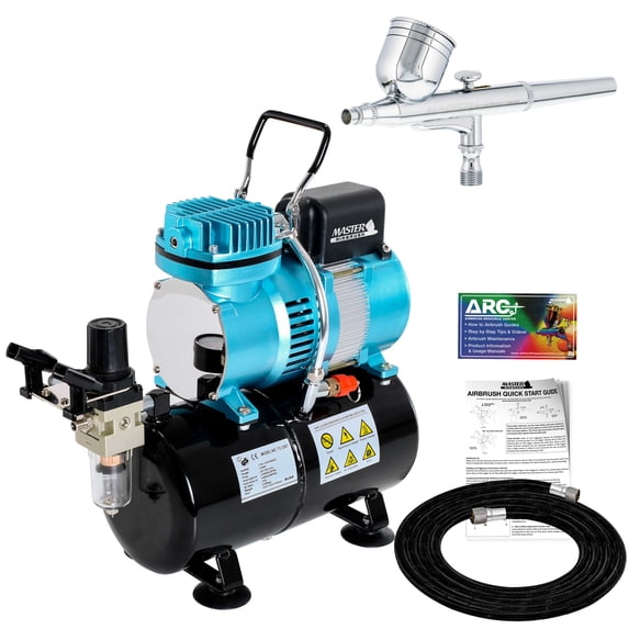 Master Airbrush Dual Fan Compressor Kit, G22 Gravity Feed Airbrush, 0.3 ...