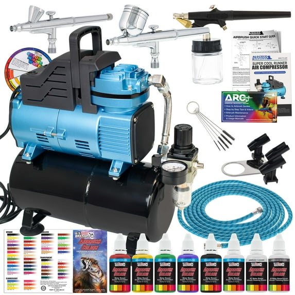 Master Airbrush Super Cool Runner Dual Fan Air Compressor with Storage ...