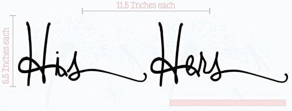 Master Bathroom Décor His Hers Cursive Art Bedroom Wall Decals Stickers ...