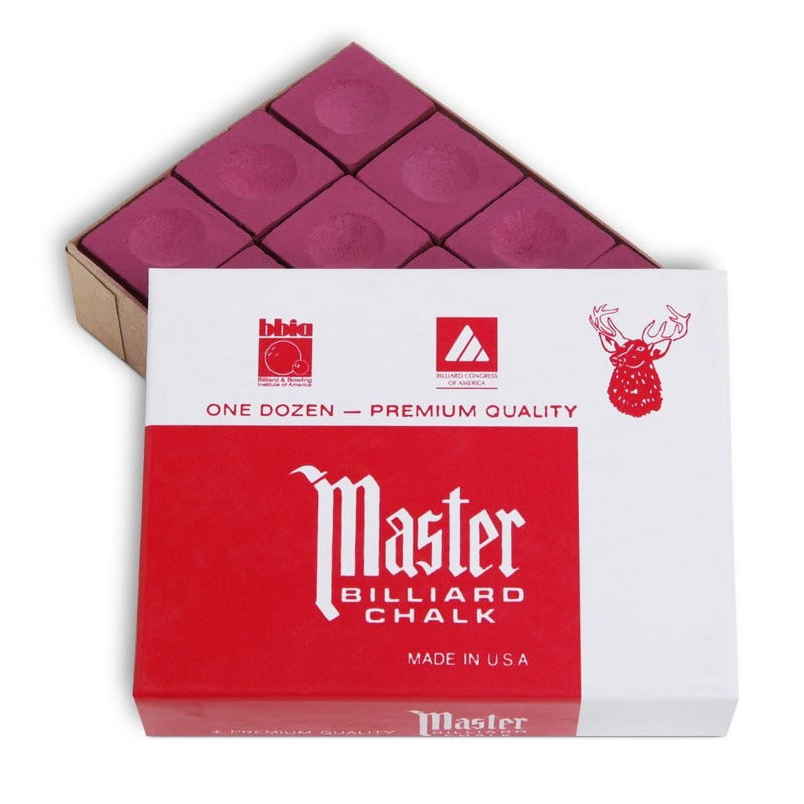Master Billiard Premium Pool Cue Chalk - 1 Dozen - Made in the USA ...