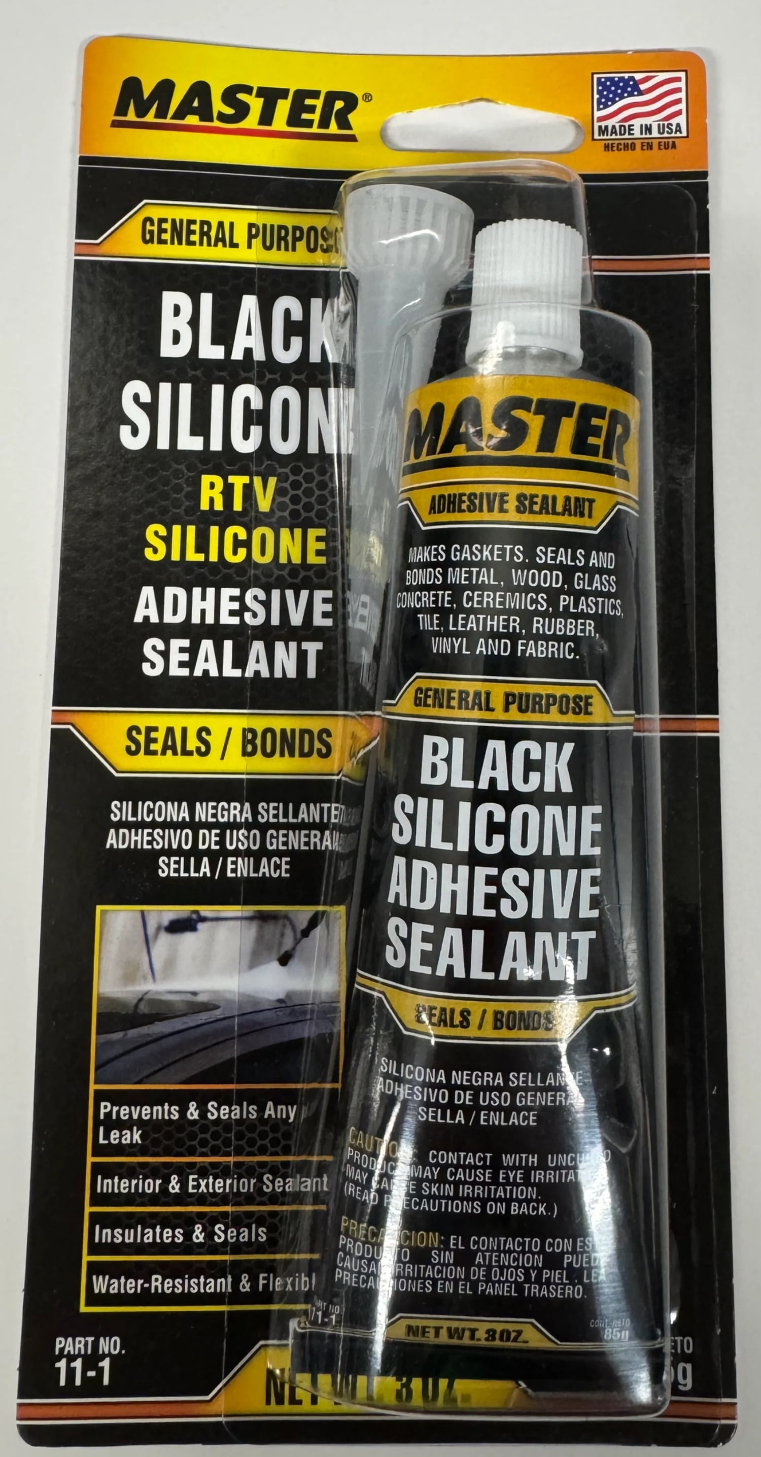 Master Black Silicone Adhesive Sealant 3 oz. - Walmart.com