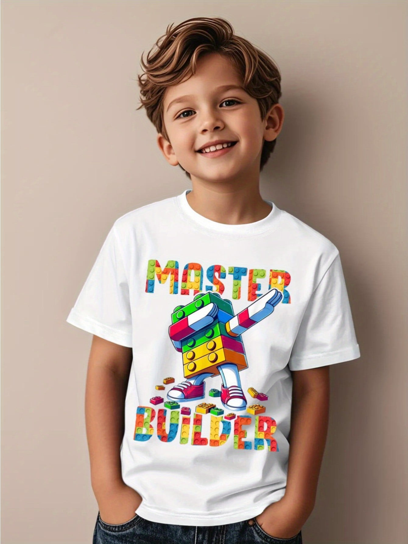 Master Builder Building Block-Inspired Graphic Boys' T-Shirt - Black ...