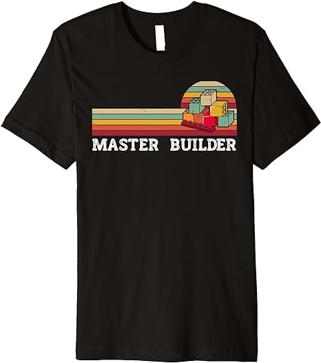 Master Builder Cool Builder Building Blocks Set Toys Premium T-Shirt ...