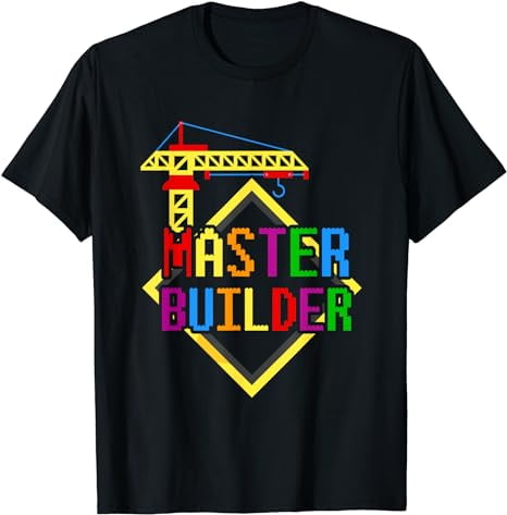 Master Builder Engineer Building Blocks Bricks Bricklayer T-Shirt ...