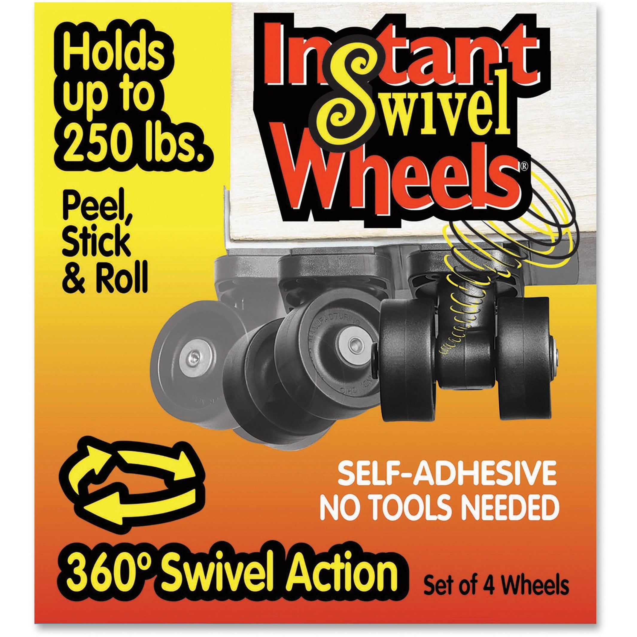 Master Caster Roll-Arounds Instant Swivel Wheels, Self-Adhesive, Black ...