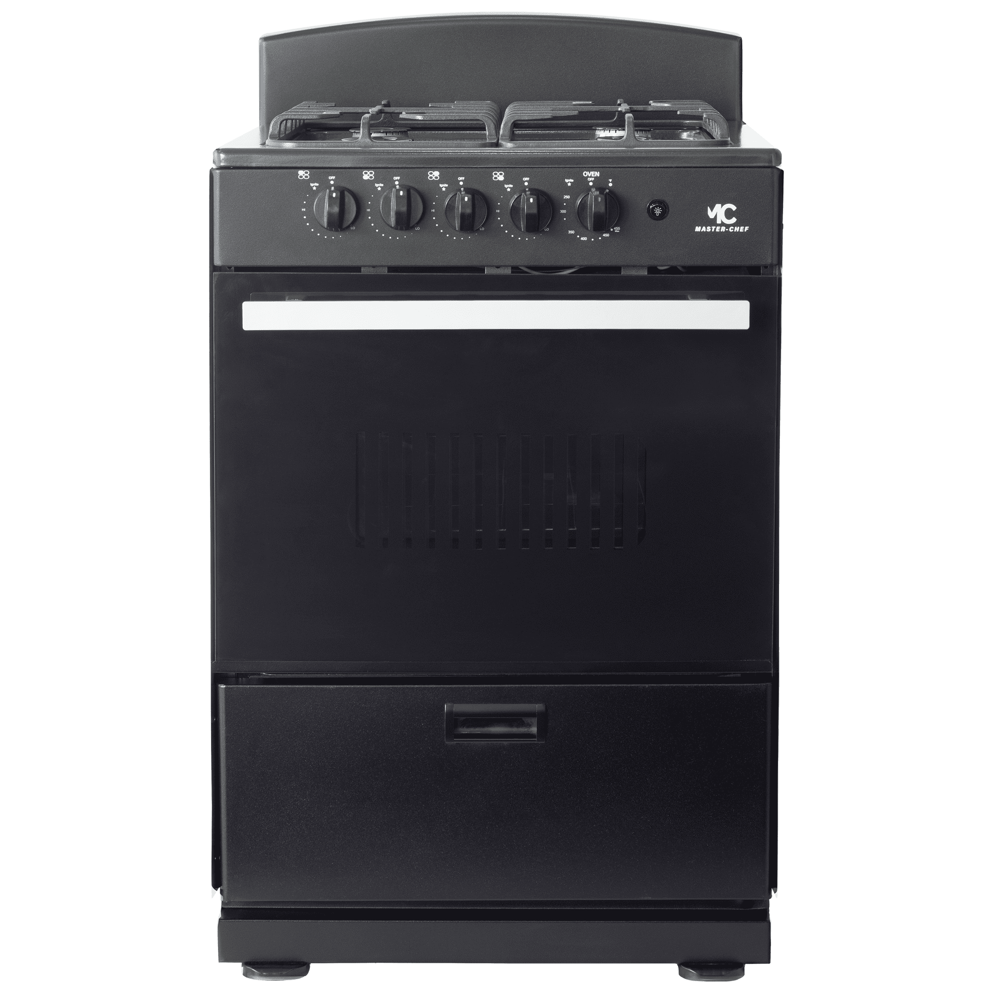 Master-Chef - 24" Black B Gas Space Saver Range with 3.0 CFT Oven ...