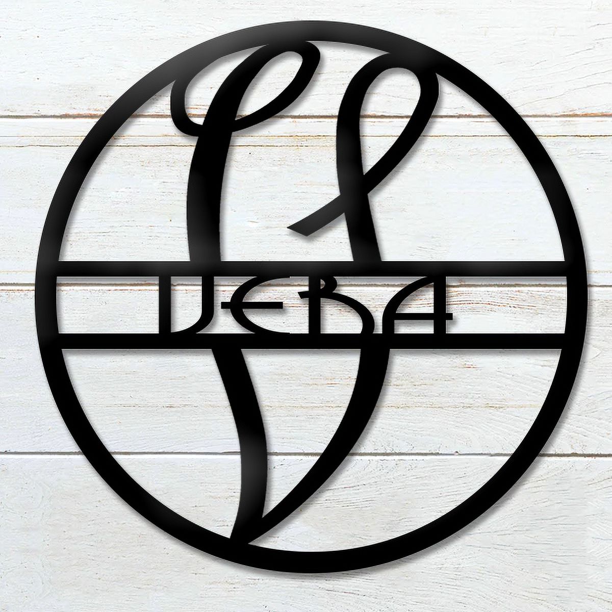 Master Circle Single Letter Monogram with Name in Circle Black - 14" V ...