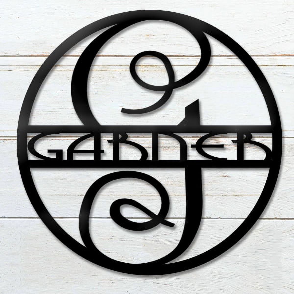 Master Circle Single Letter Monogram with Name in Circle Black - 20" G ...