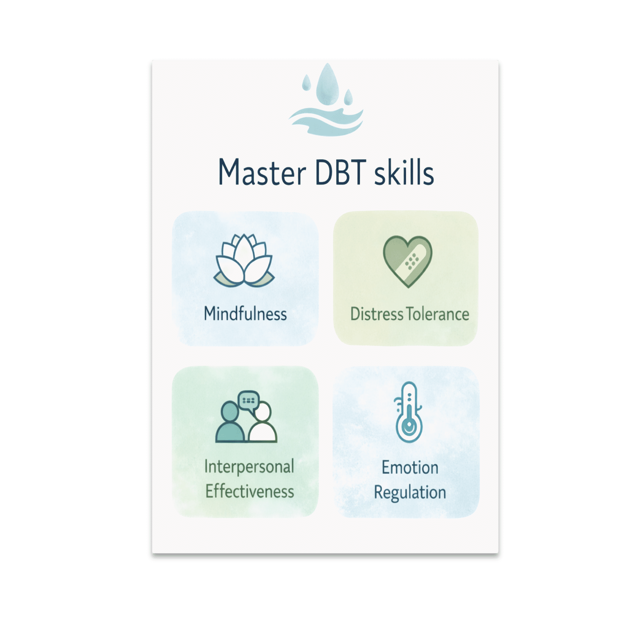 Master DBT Skills Mental Health Guide - Therapy Room Decor - 13x19 ...