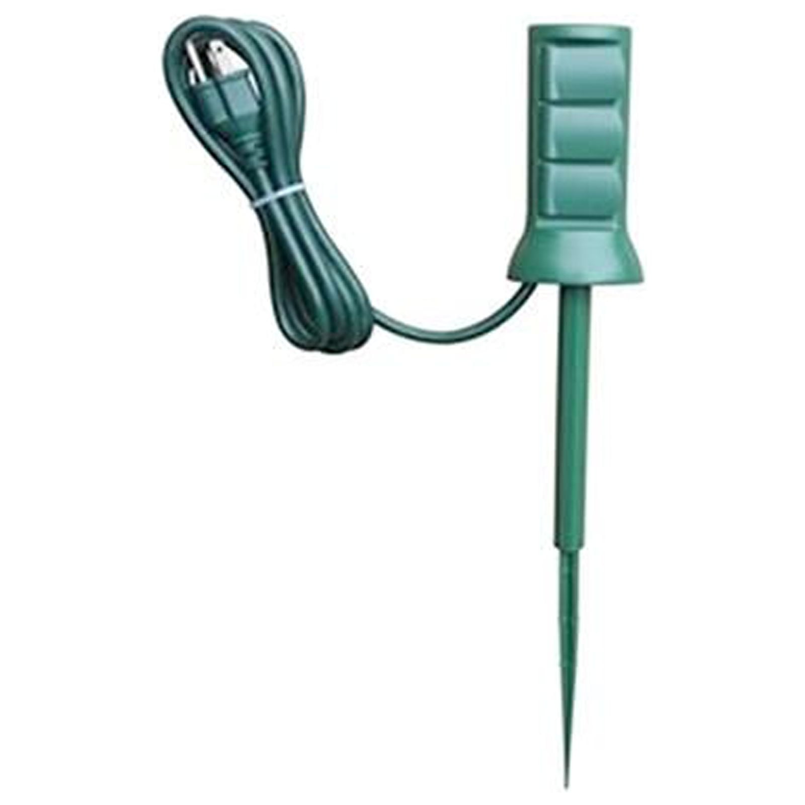 Master Electrician SP-049 Outdoor Power Stake, 3-Outlet, Green, 6-Ft ...