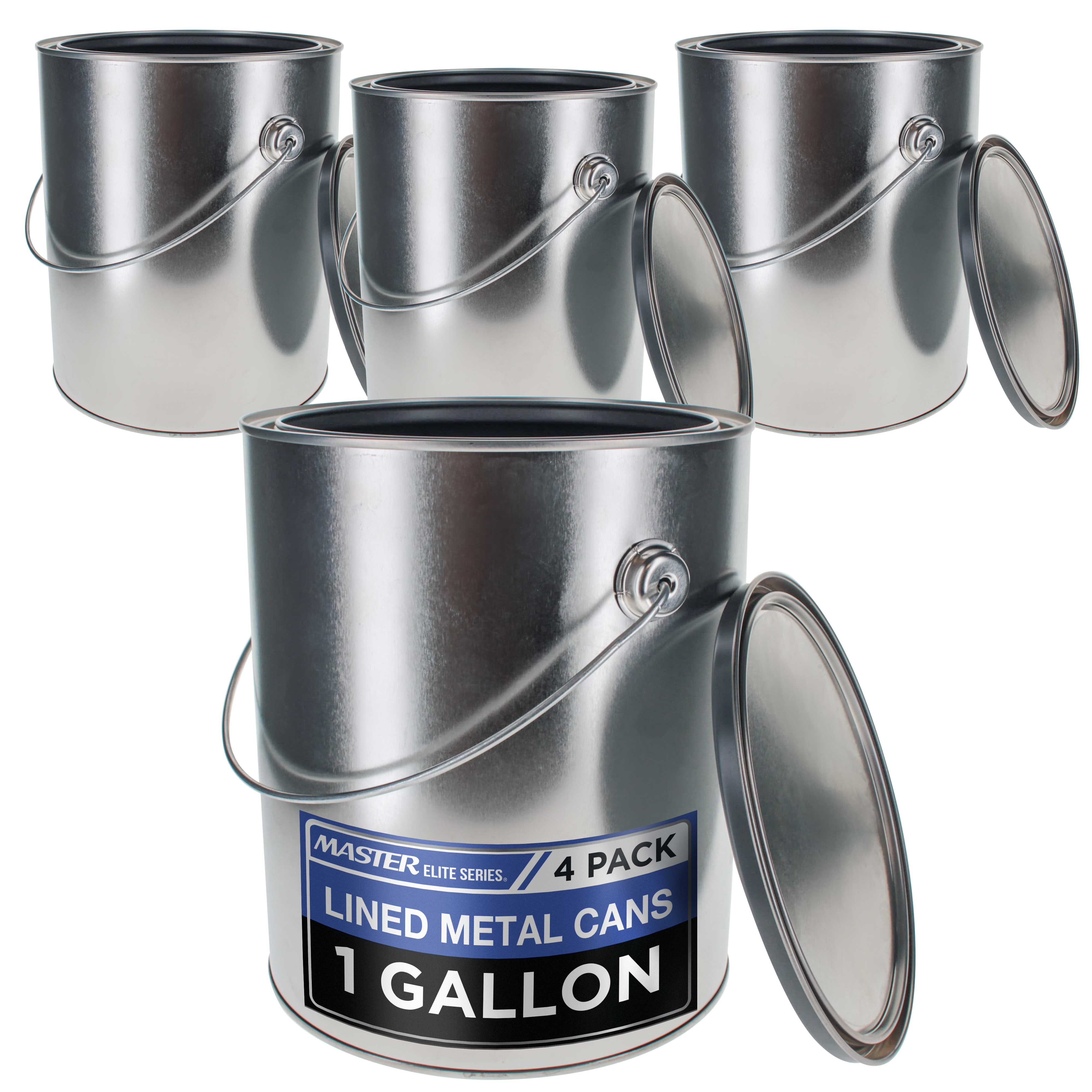 Master Elite 1 Gallon Lined Empty Metal Paint Can Bucket with Lids ...