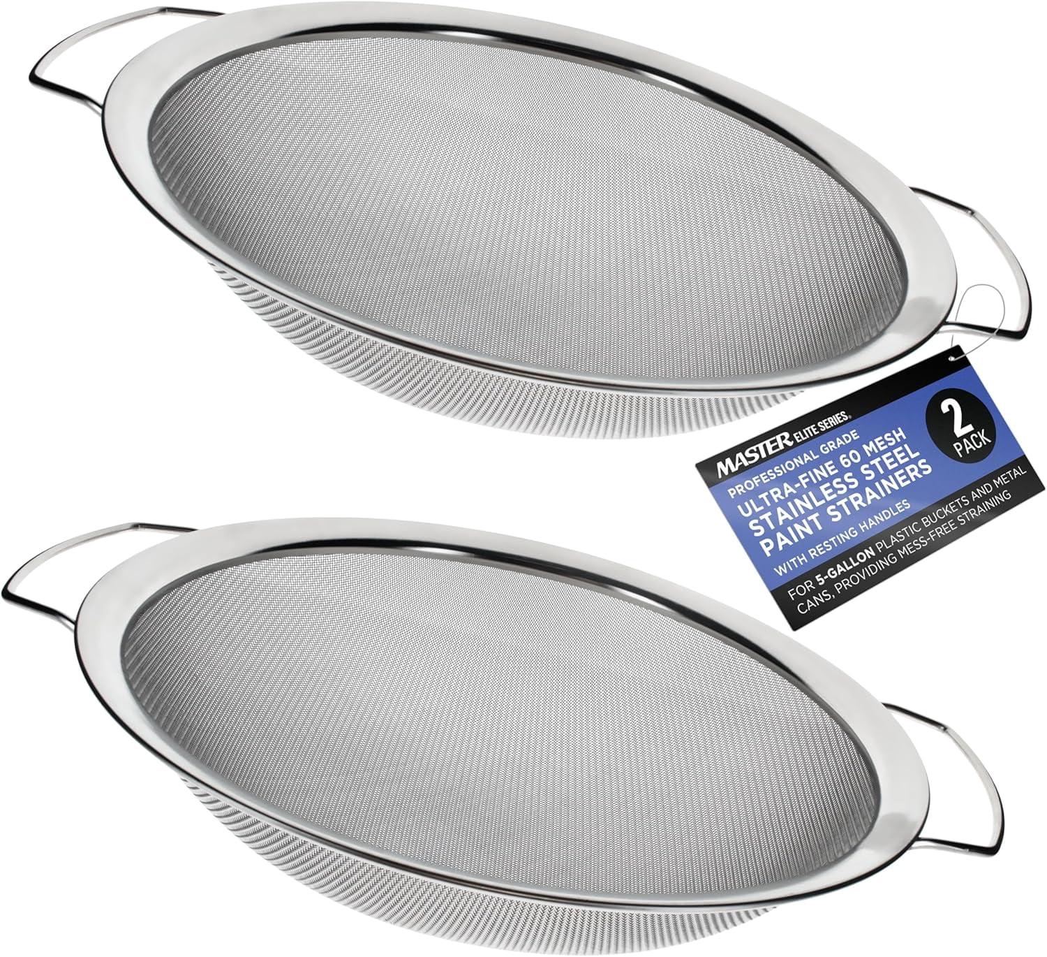 Master Elite 60 Mesh Stainless Steel Paint Strainer, 2 Pack - Fits Over ...