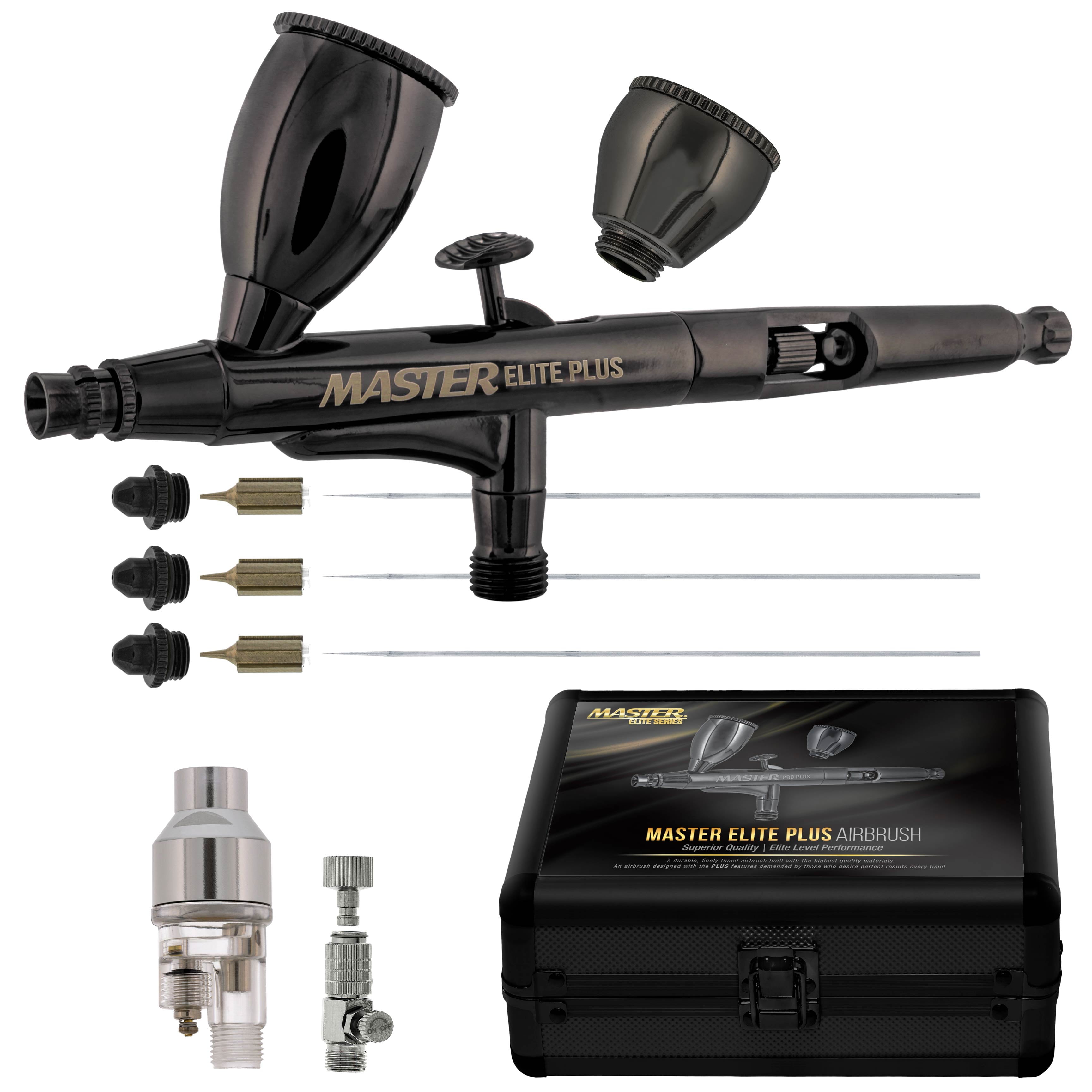 Master Elite Plus Ultimate Airbrush Set, Model 120 - Elite Level Spray ...