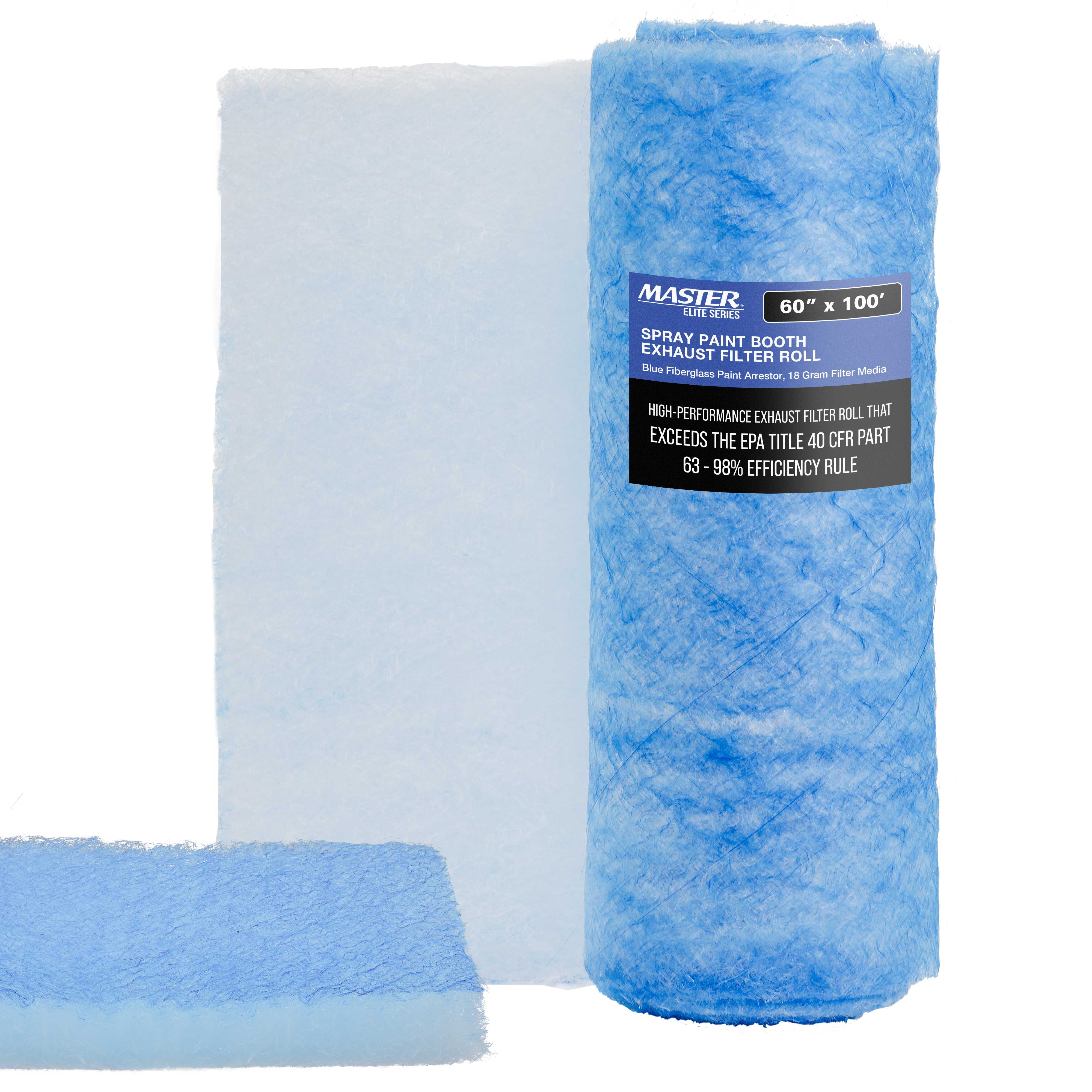 Master Elite Premium Paint Spray Booth Exhaust Filter Roll, 60" x 100 ...