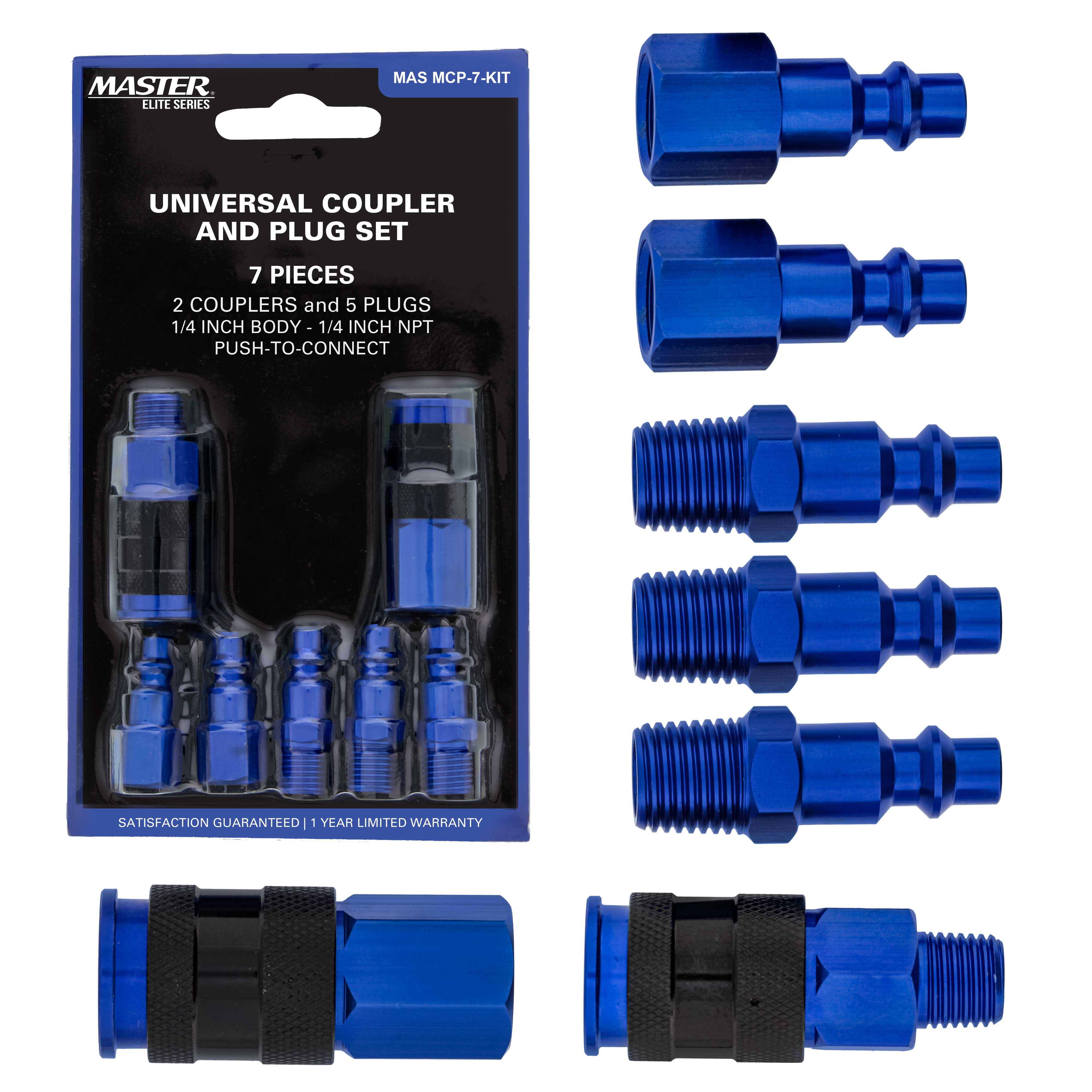 ColorConnex® Coupler and Plug Kit, 5-Piece, Type D, 1/4" Body, 1/4" NPT ...