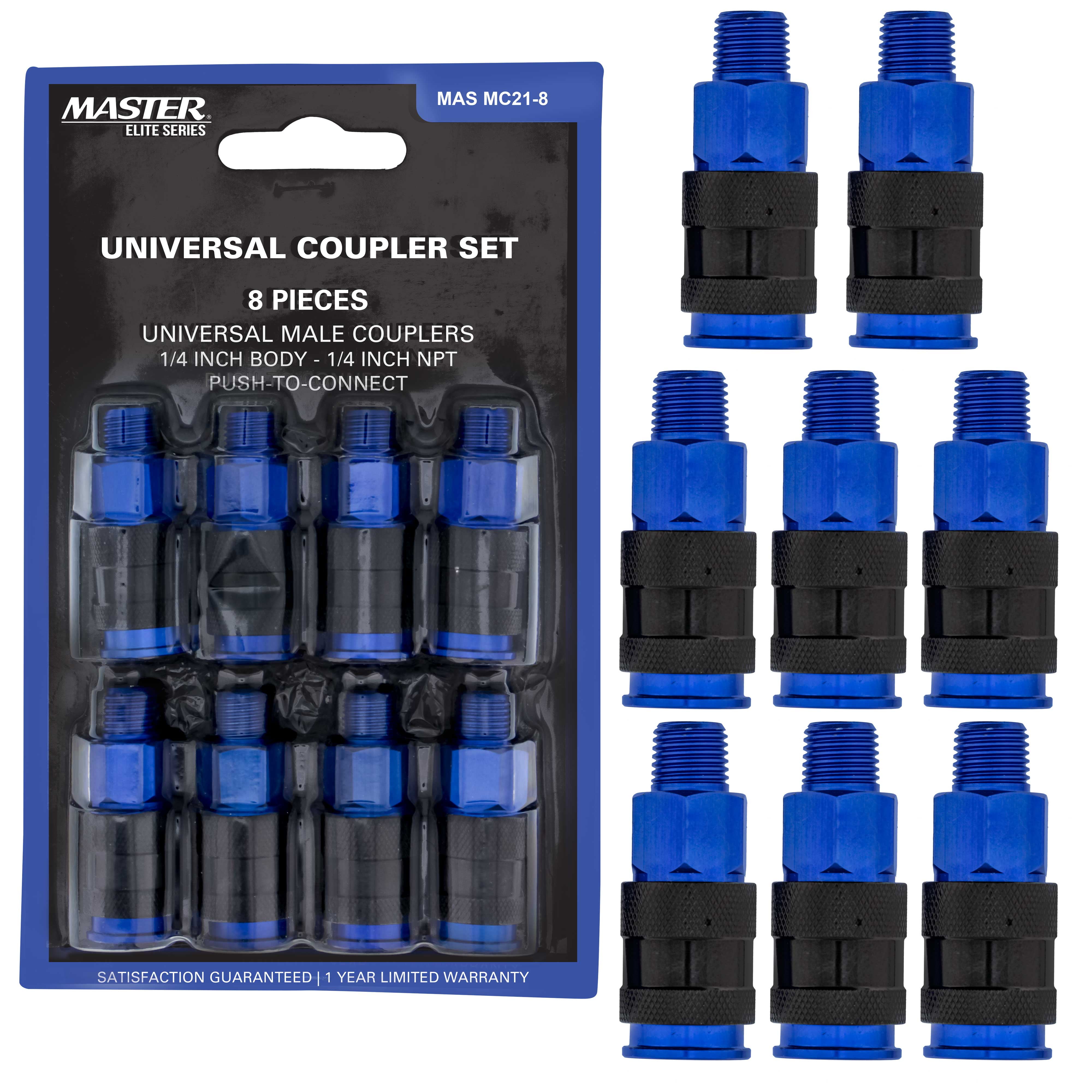 Master Elite Series 8 Piece Universal Air Hose Quick Push Connect ...