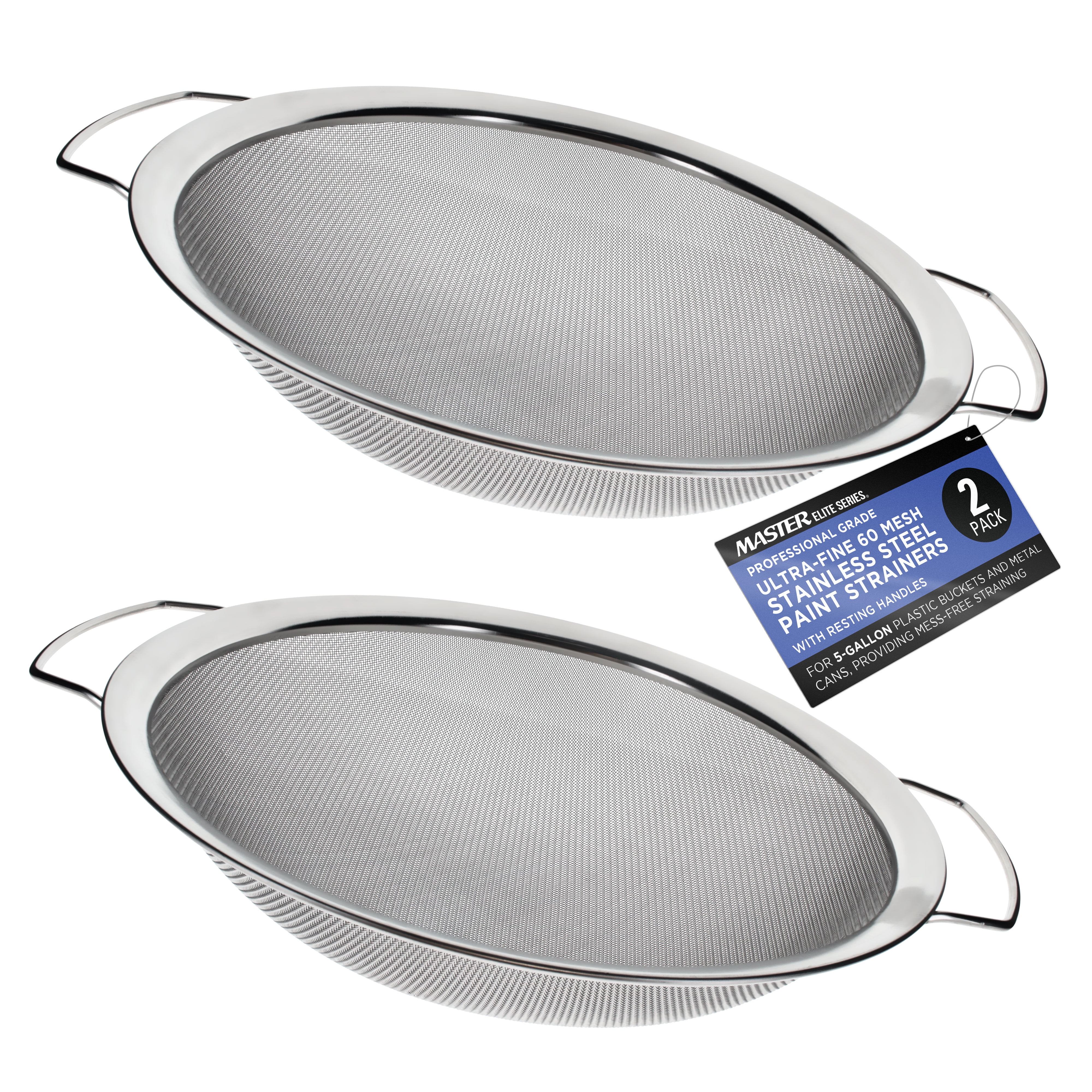Master Elite Stainless Steel 60 Mesh Paint Strainer, 2 Pack - Fits Over ...