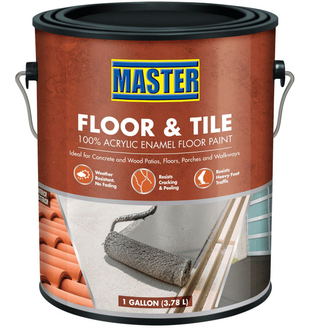 Master Floor and Tile 100% Acrylic Enamel Floor Paint Red 1 gal ...