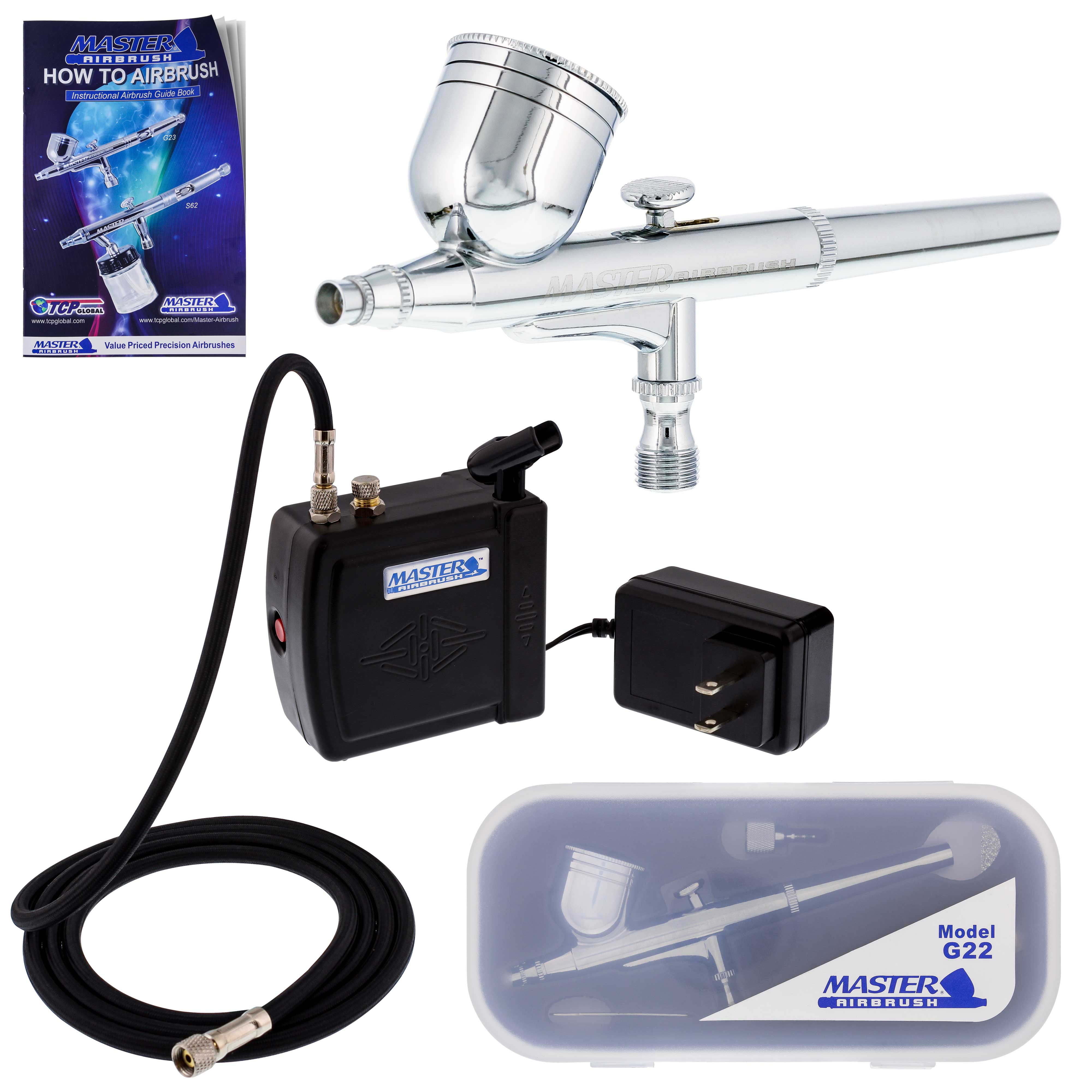 Master Airbrush Set & Compressor Kit, G22 & C16-B, Portable Hobby Art ...