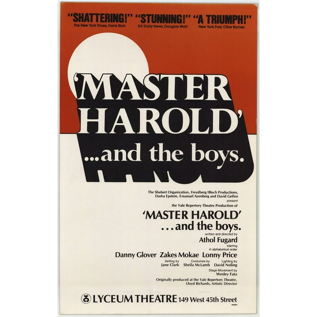 Master Harold And The Boys (1982) 11x17 Broadway Poster - Walmart.com