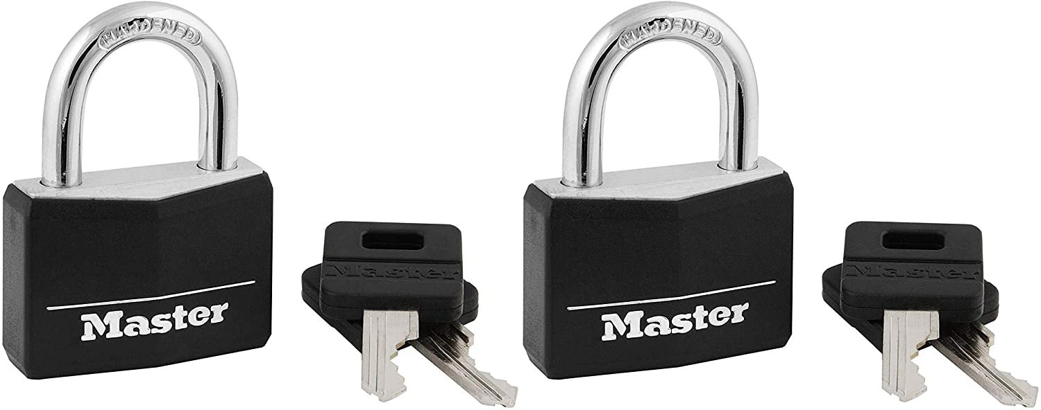 Master Lock 141D Covered Aluminum Keyed Padlock, 1 Pack, Black Pack of ...