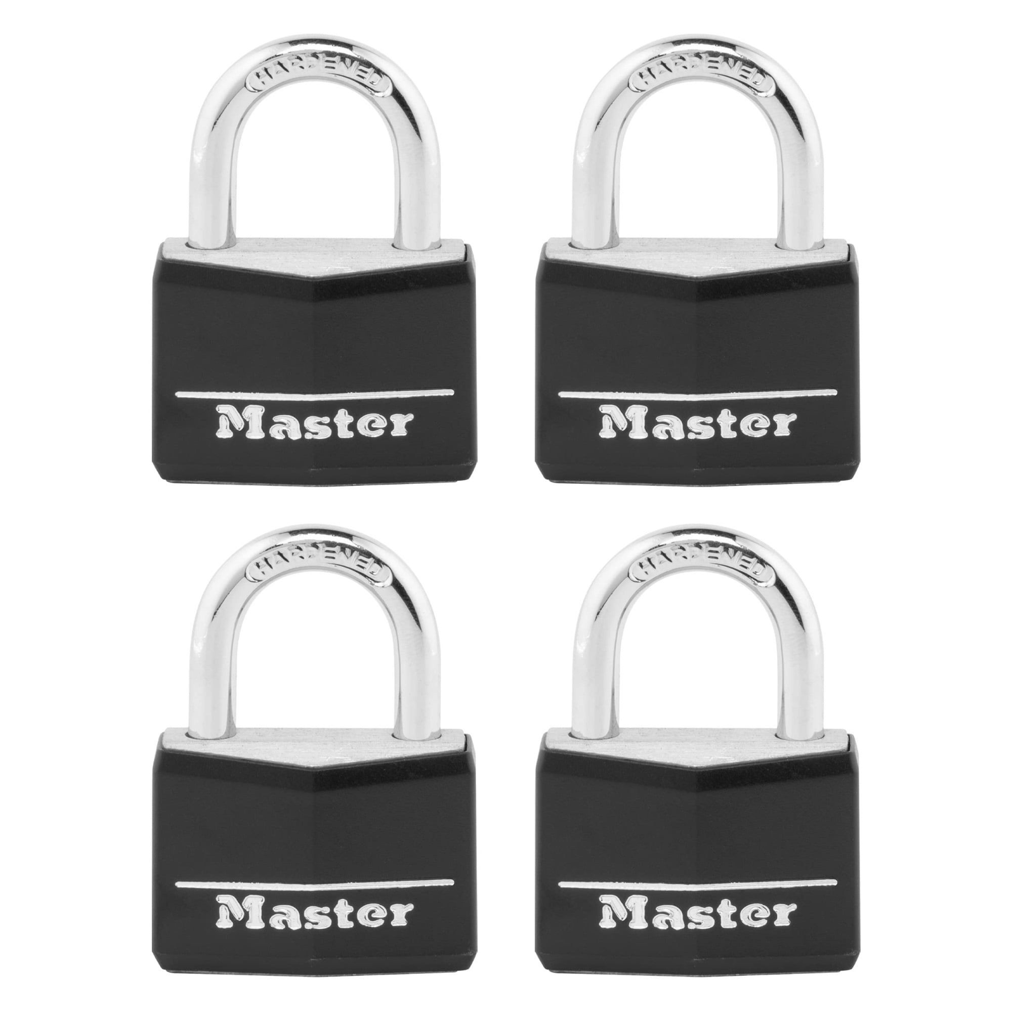 Master Lock 141Q Covered Aluminum Keyed Padlock, 4 Pack, Black ...