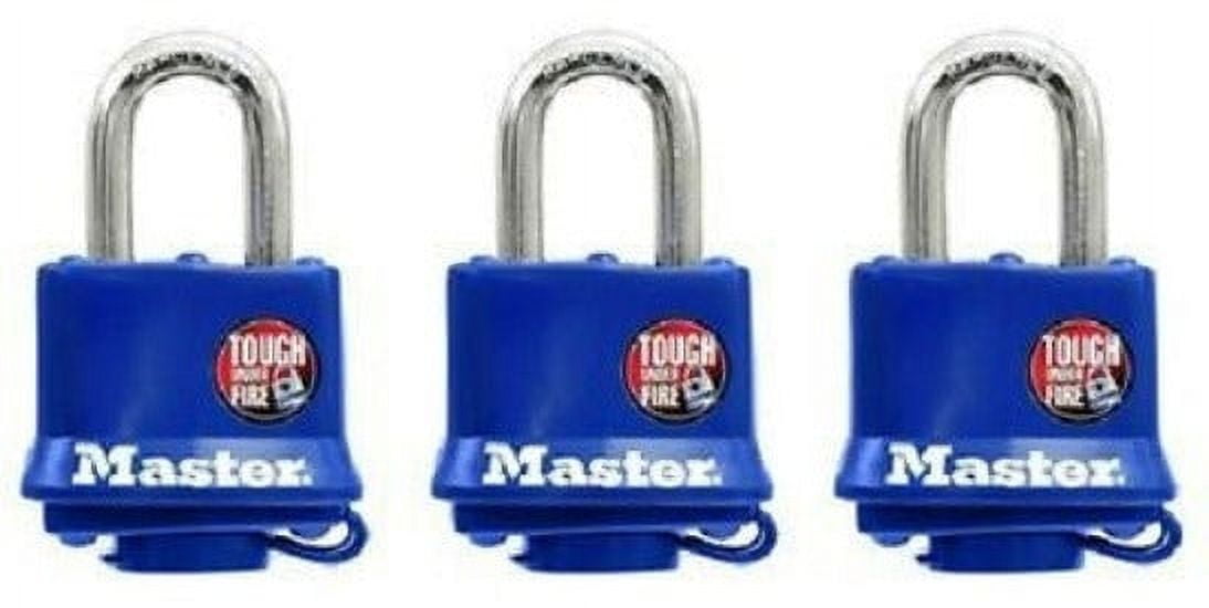Master Lock 312TRI 3 Pack 1-1/2" Blue All Weather Keyed Alike Padlocks ...