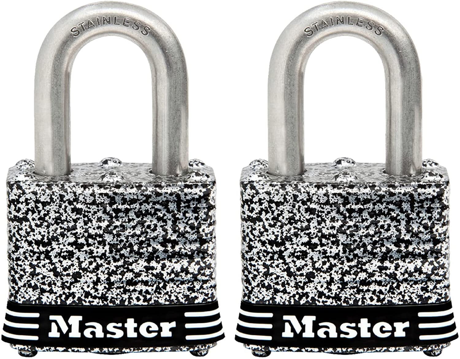 Master Lock 3SST Stainless Steel Outdoor Padlock with Key, 2 Pack Keyed ...